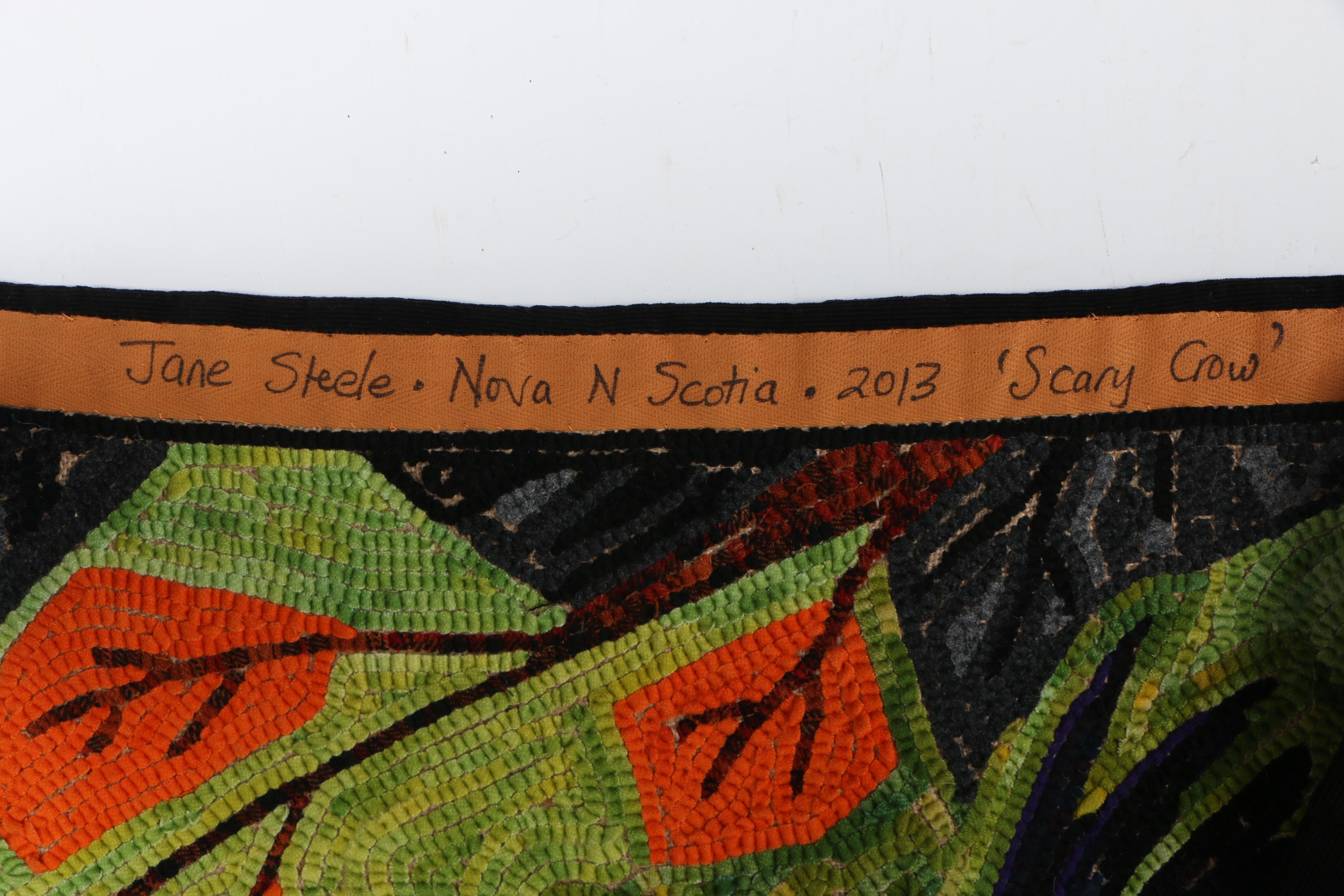 Jane Steele Rug Hooked Fiber Art "Scary Crow", 2013 | EBTH