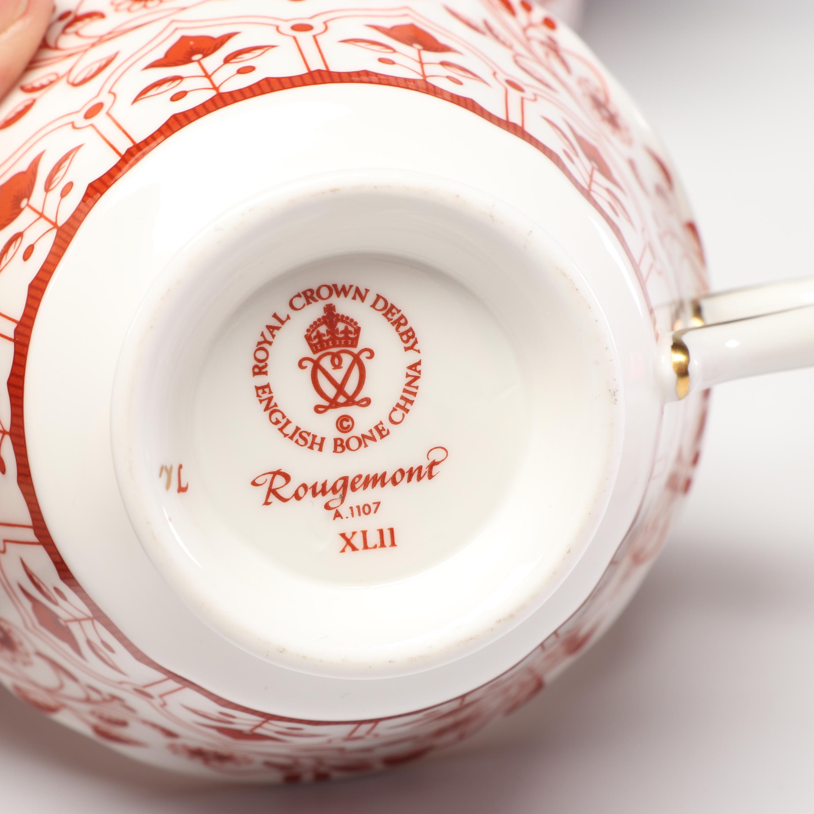 Royal Crown Derby English Bone China "Rougemont" Dinnerware, Mid ...