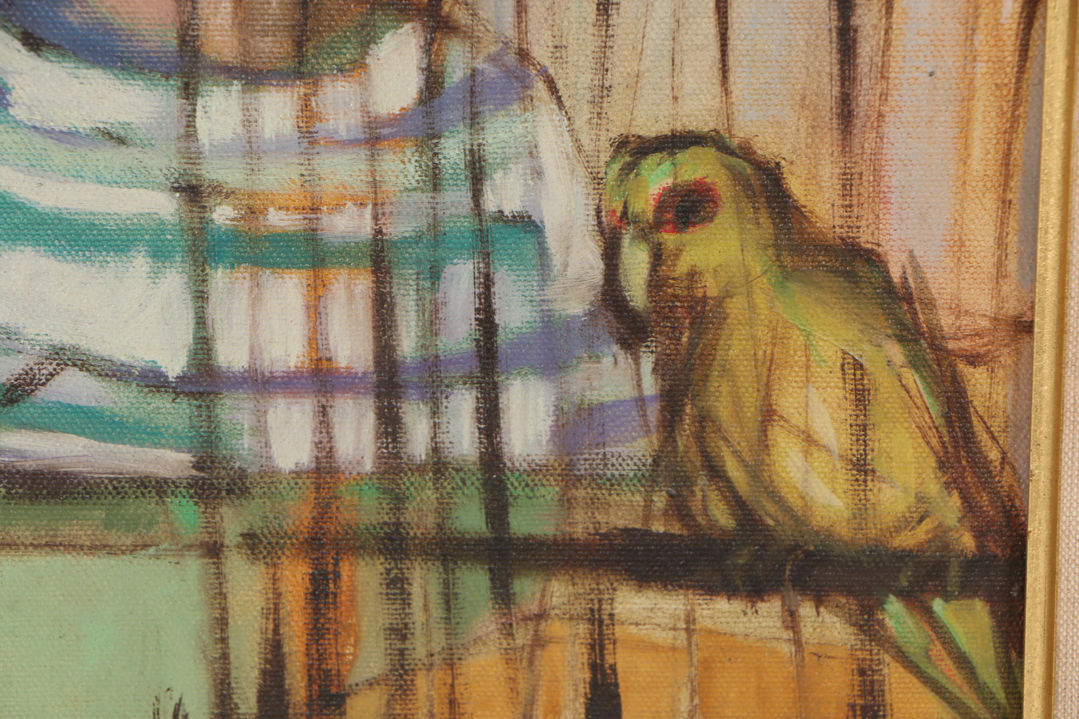 Nicholas Takis Portrait Oil Painting of Boy with Canary | EBTH