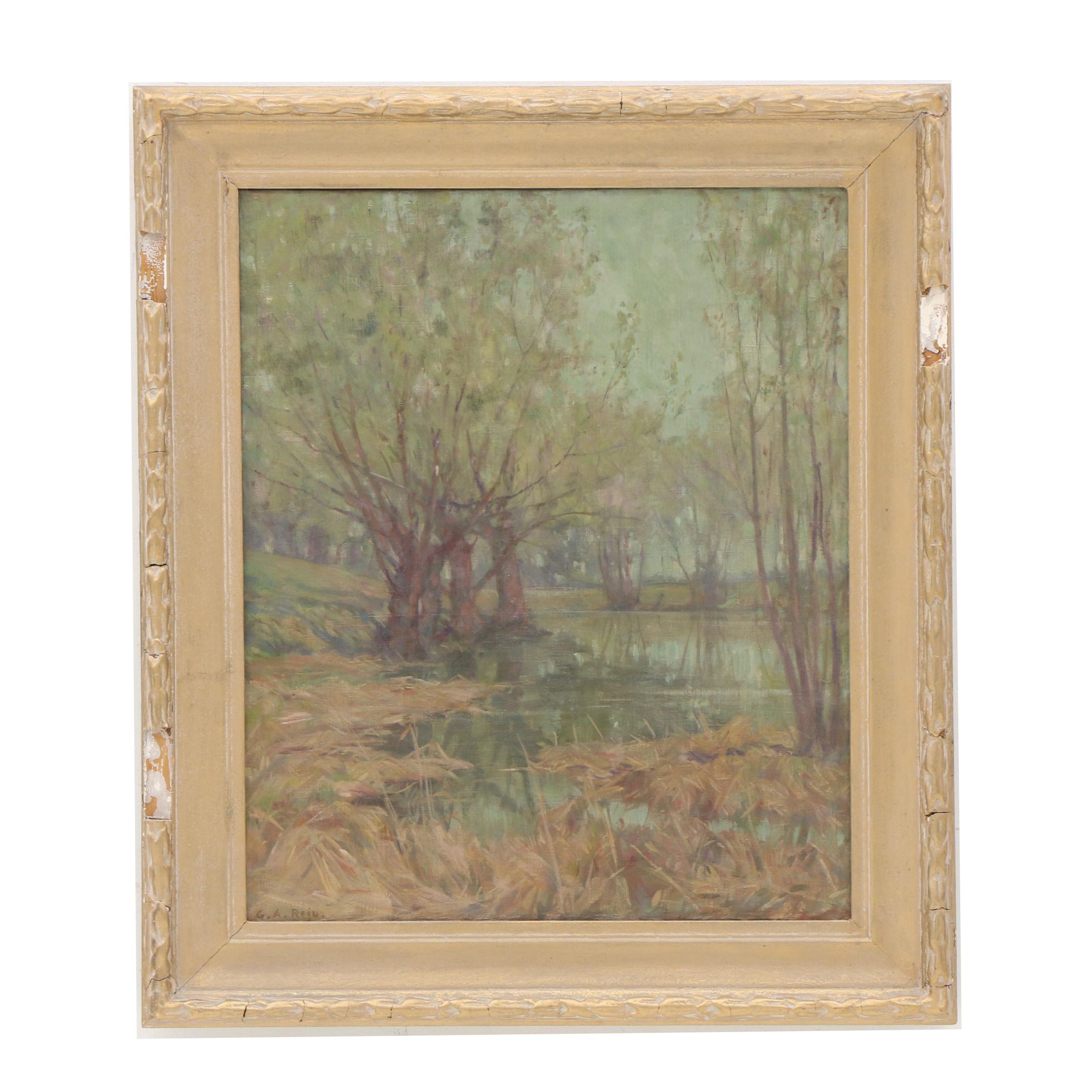 George Agnew Reid 1922 Oil Painting "The Pond" | EBTH