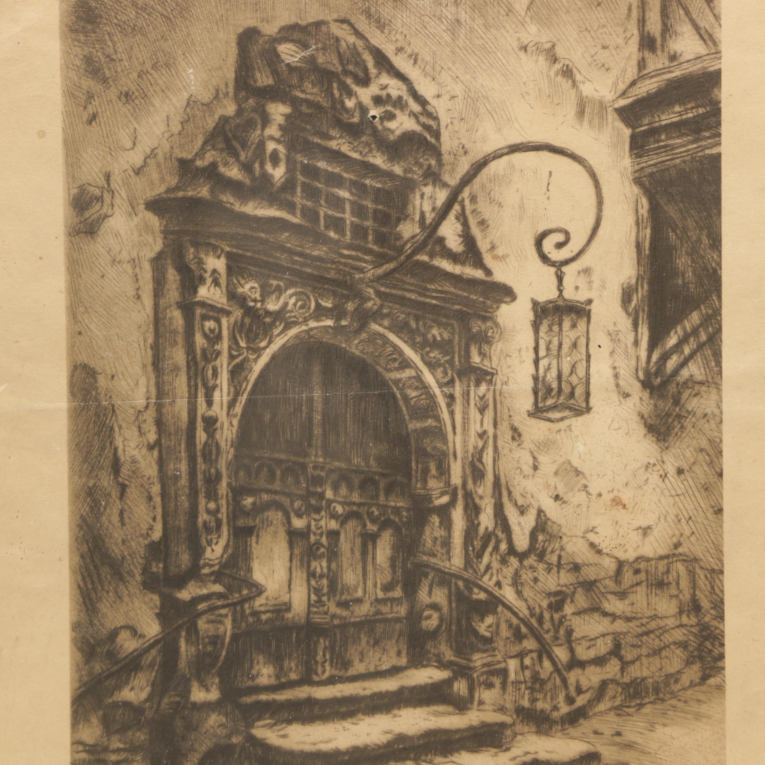 Rotogravure Print of Rothenburg "Old Door" | EBTH