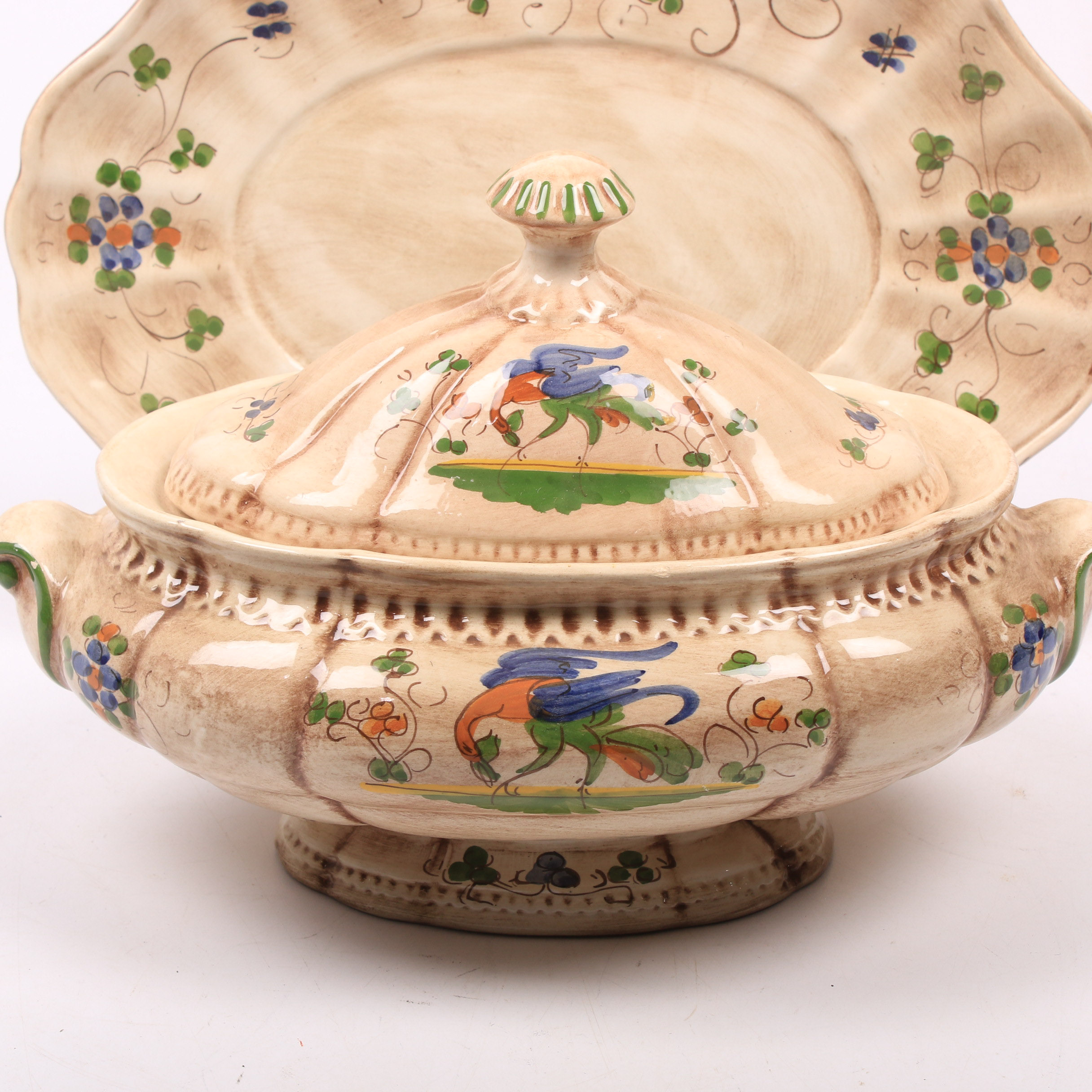Hand-Painted Porcelain Tureen with Underplate | EBTH