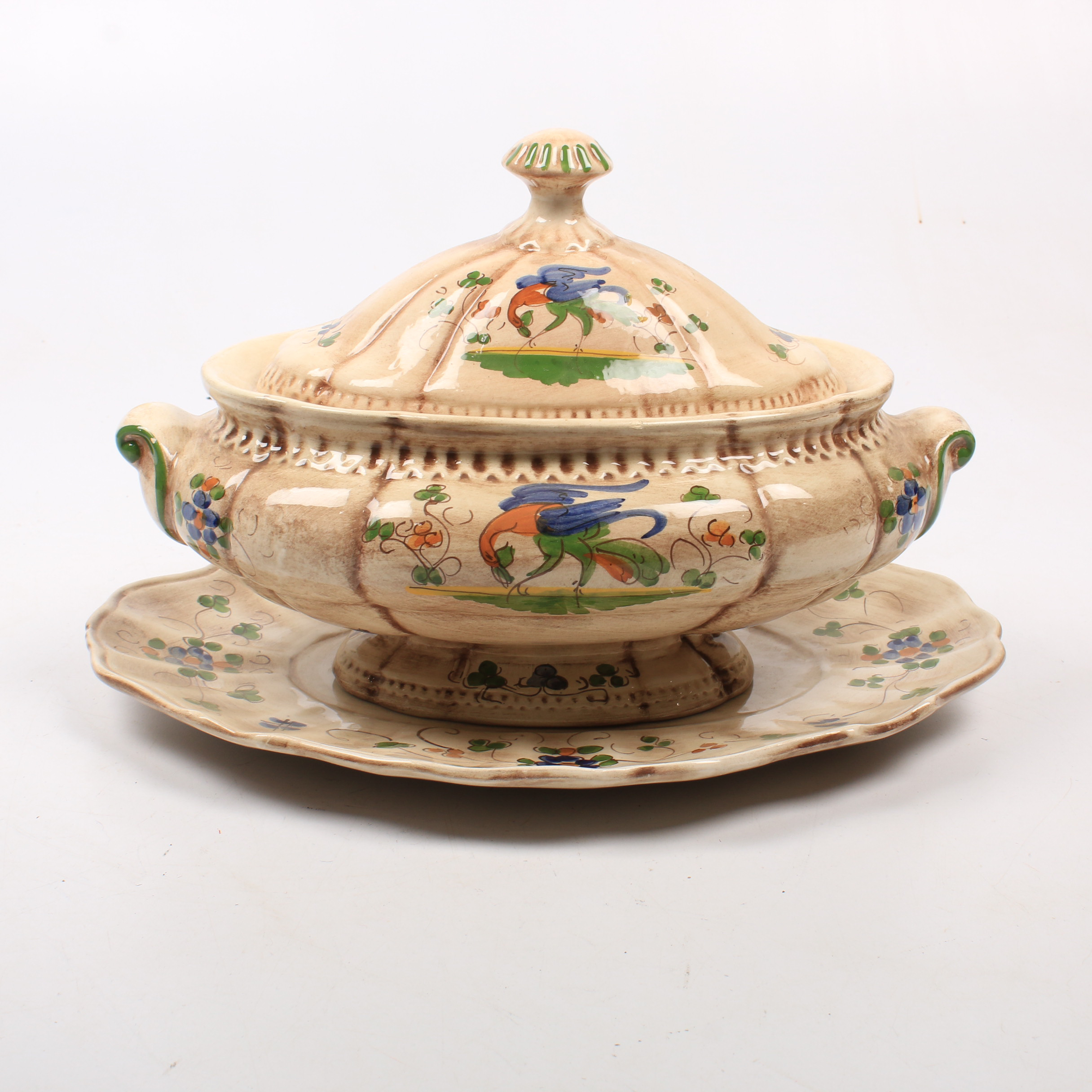 Hand-Painted Porcelain Tureen with Underplate | EBTH