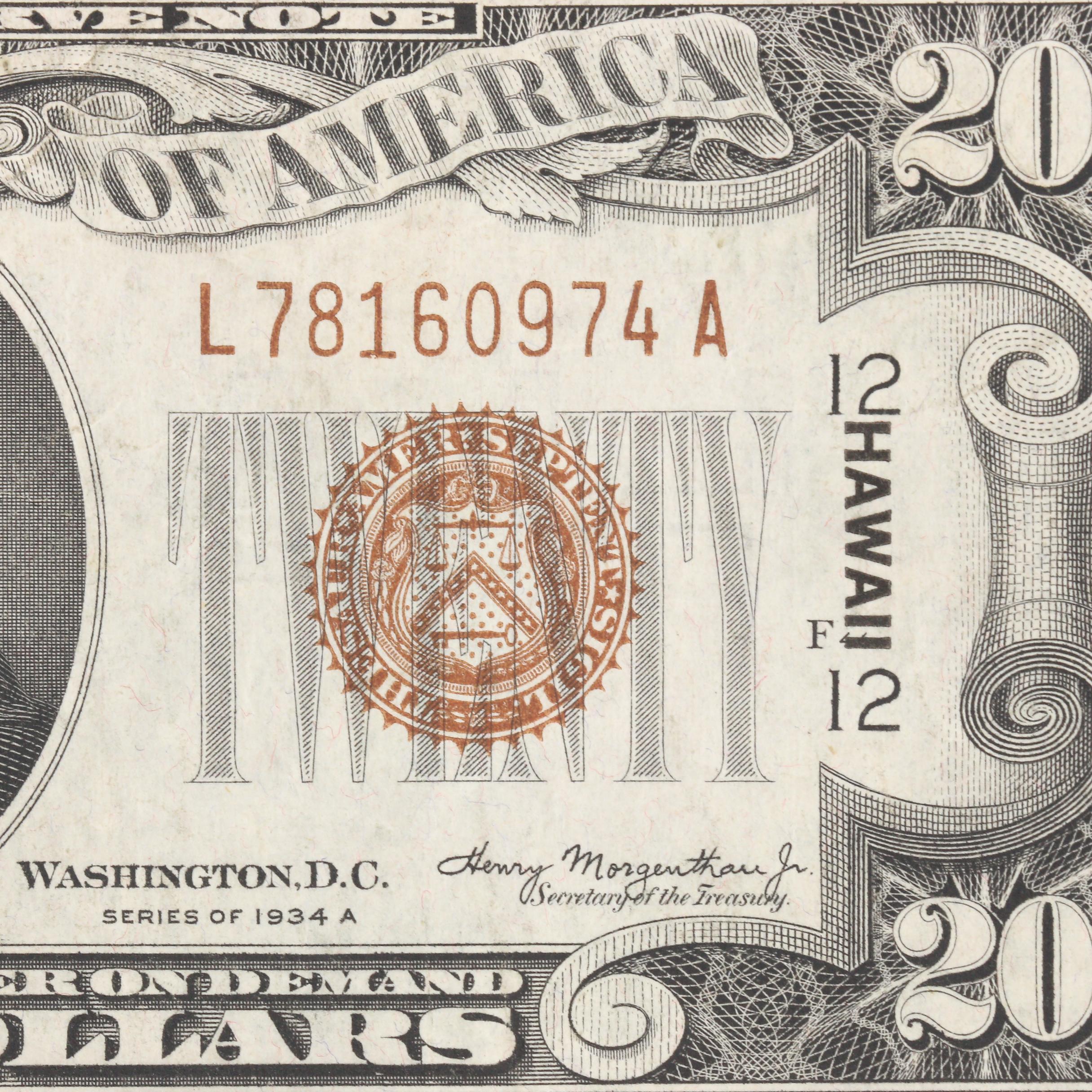 WWII $20 Hawaiian Overprint Brown Seal Federal Reserve Note | EBTH