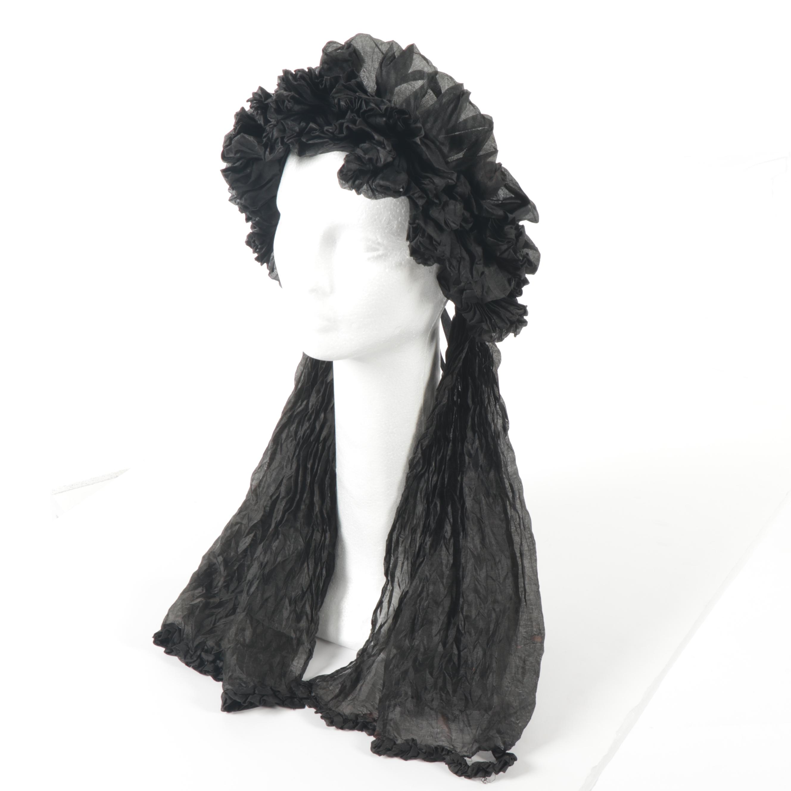 Late Victorian/Edwardian Silk Capelet, Lace Shawl and Crown Bonnet ...