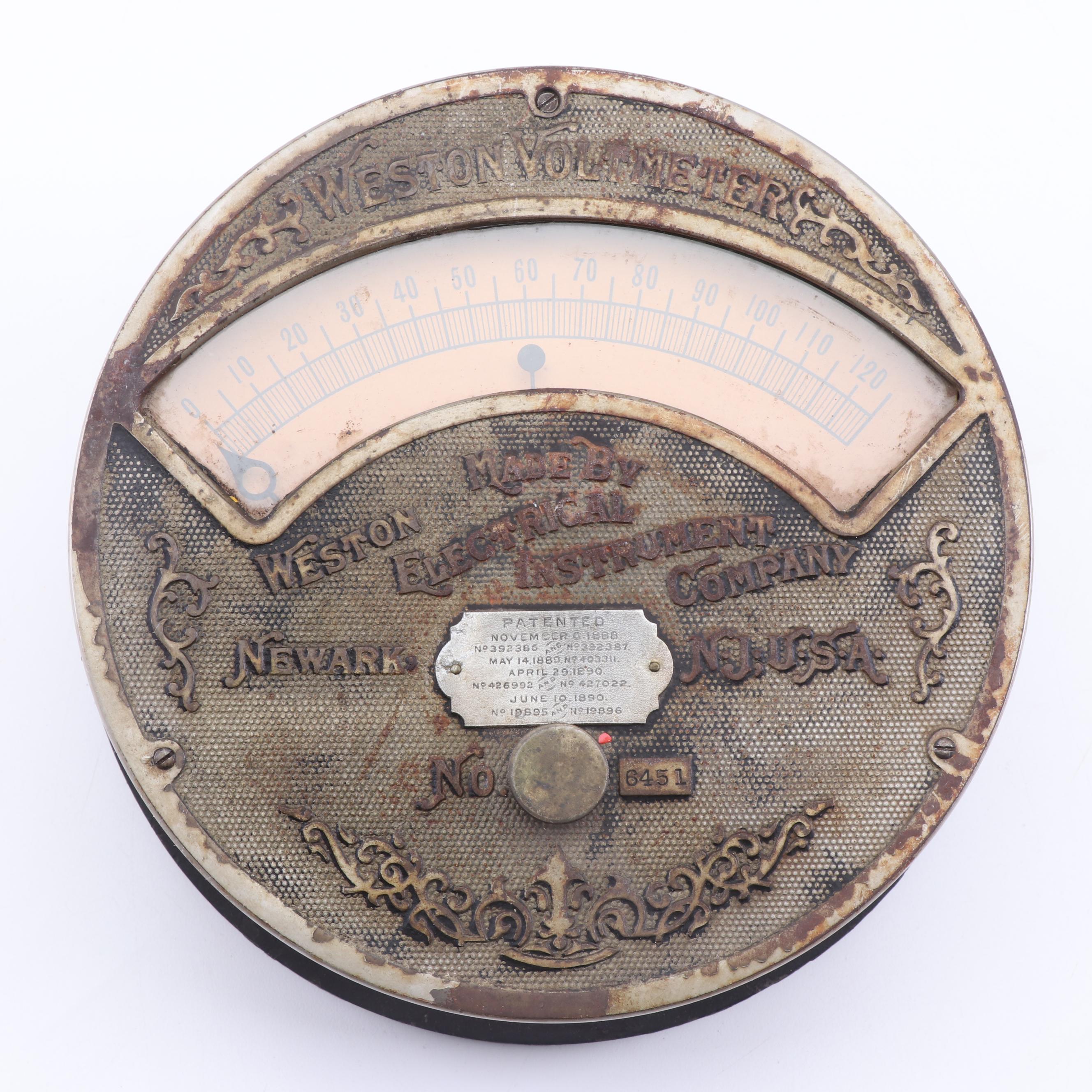 Weston Electrical Instrument Company Voltmeter, Late 19th/Early 20th ...