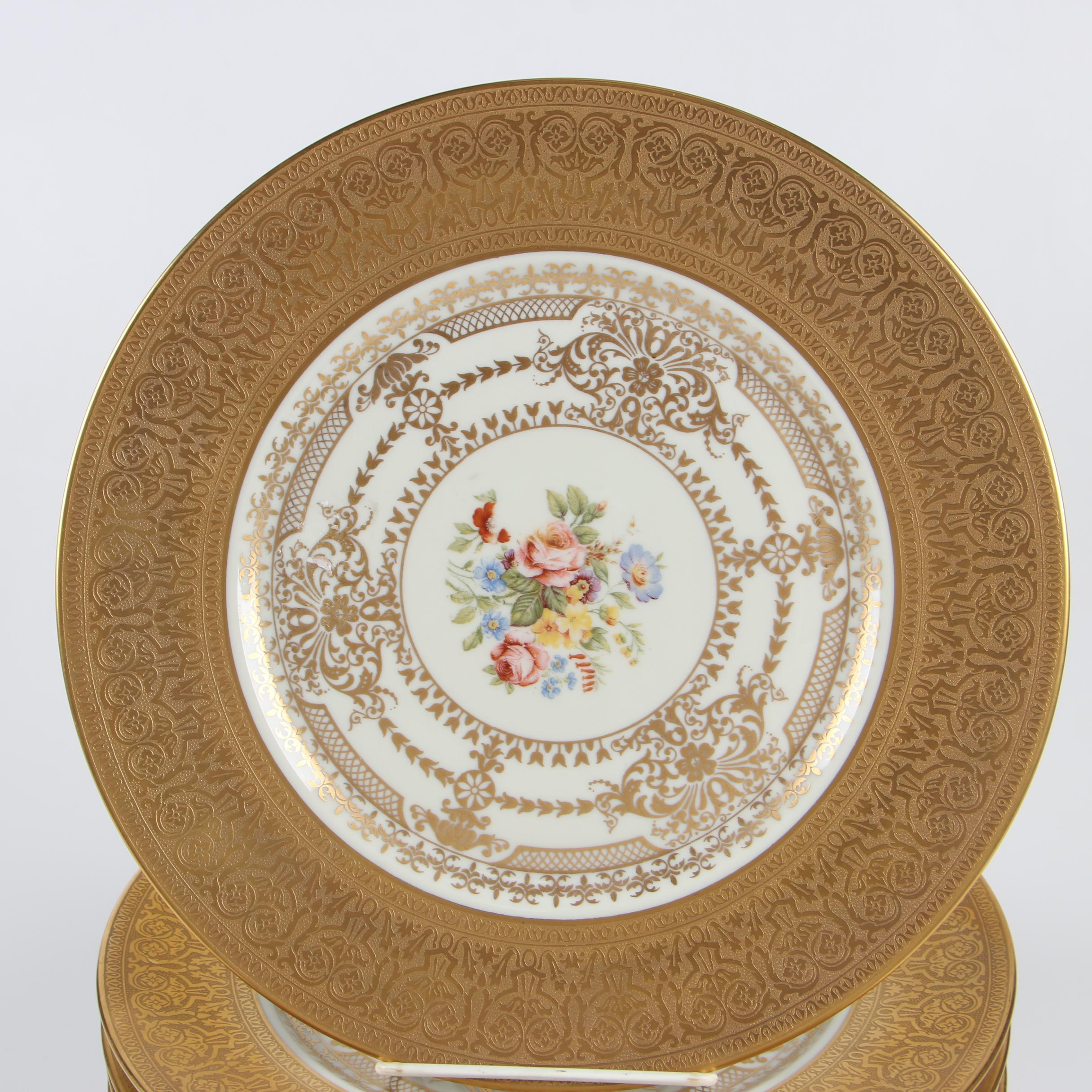 Czechoslovakian Gilded Porcelain Dinner Plates, Mid-Century | EBTH