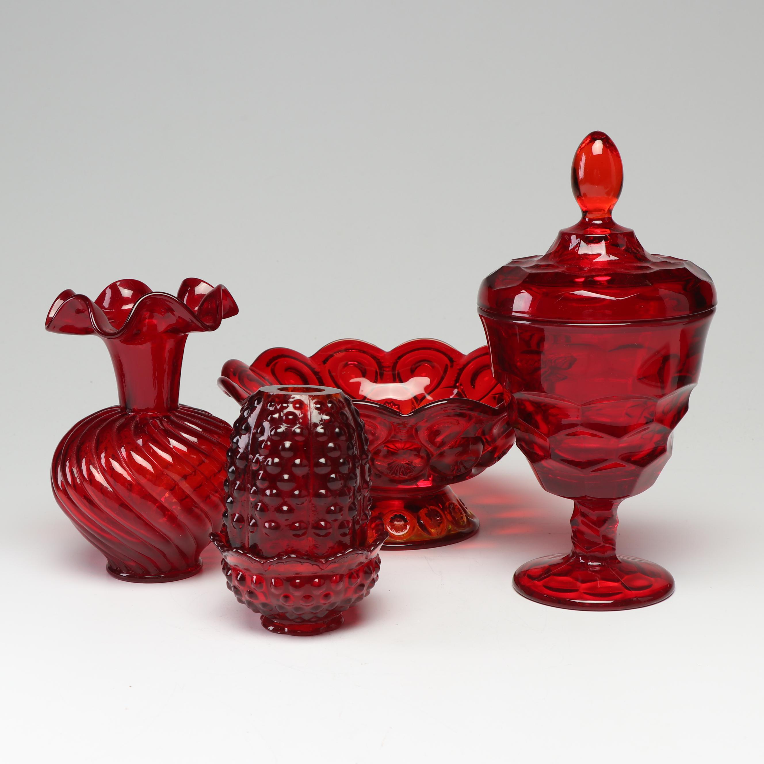 Fenton "Ruby" and "Amberina" Glassware Including Hobnail | EBTH