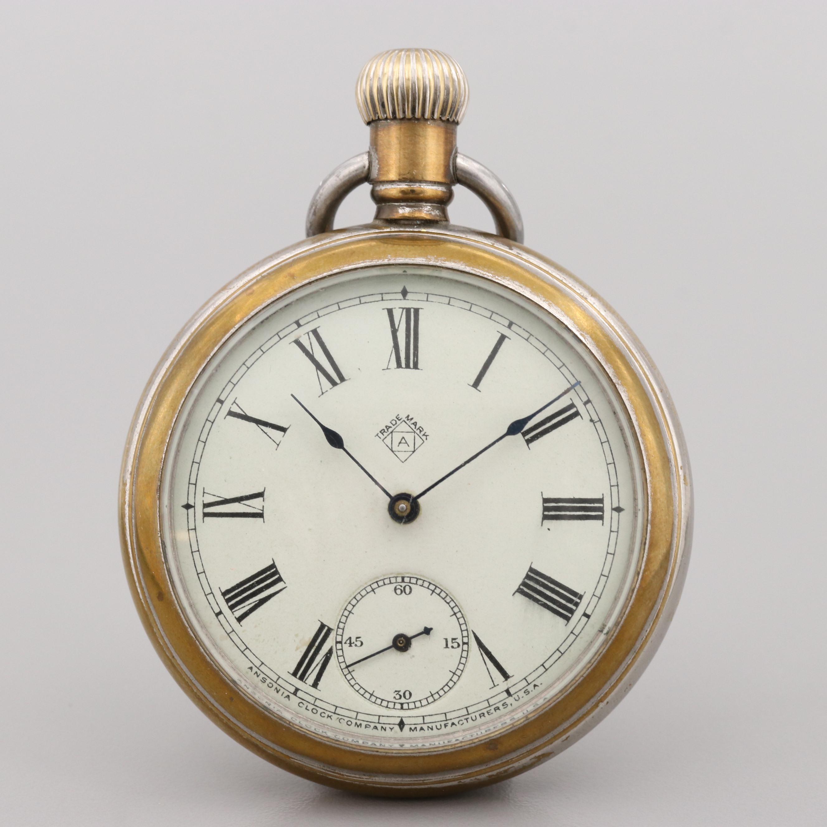 Antique Ansonia Base Metal Pocket Watch | EBTH