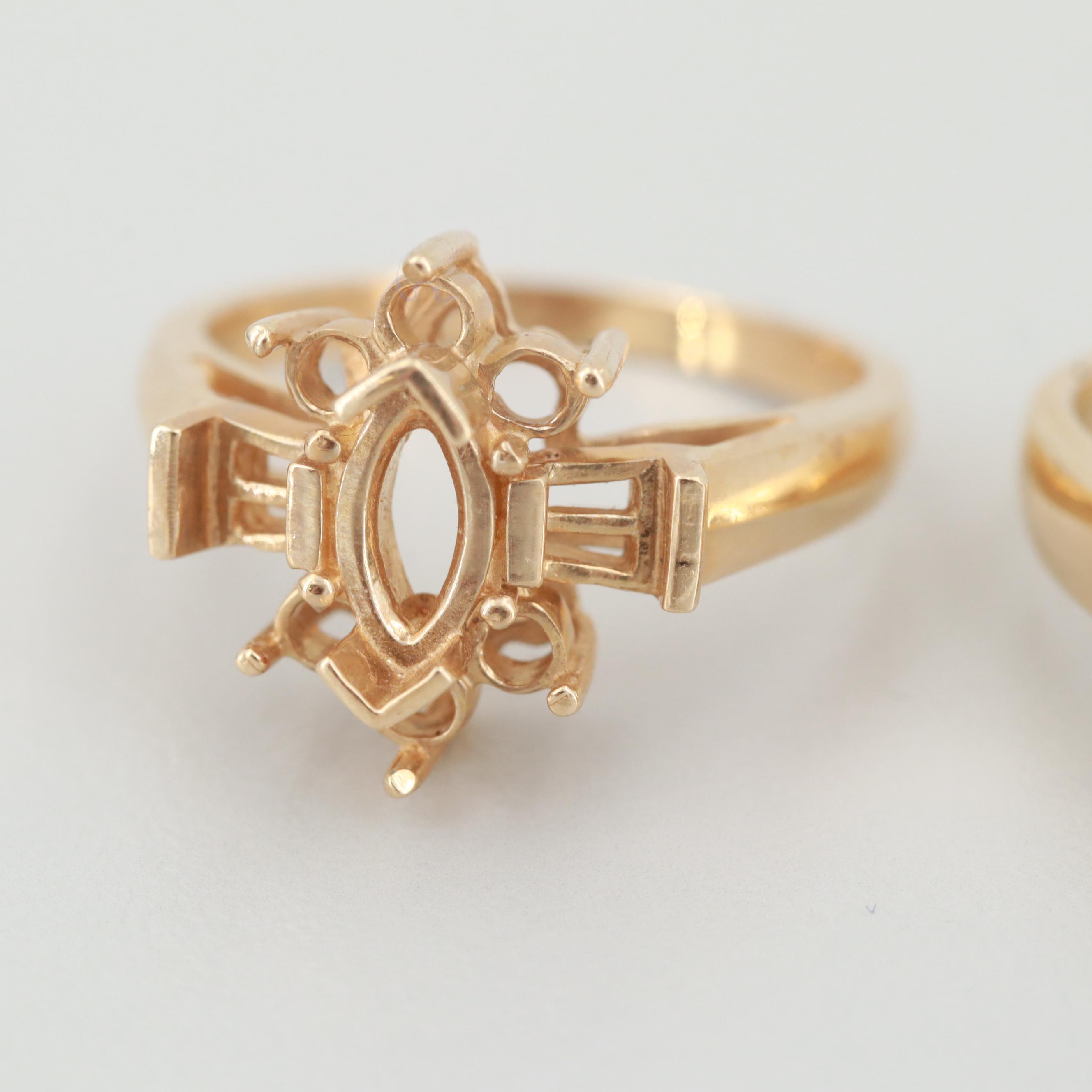 Pair of 14K Yellow Gold Ring Mounts | EBTH