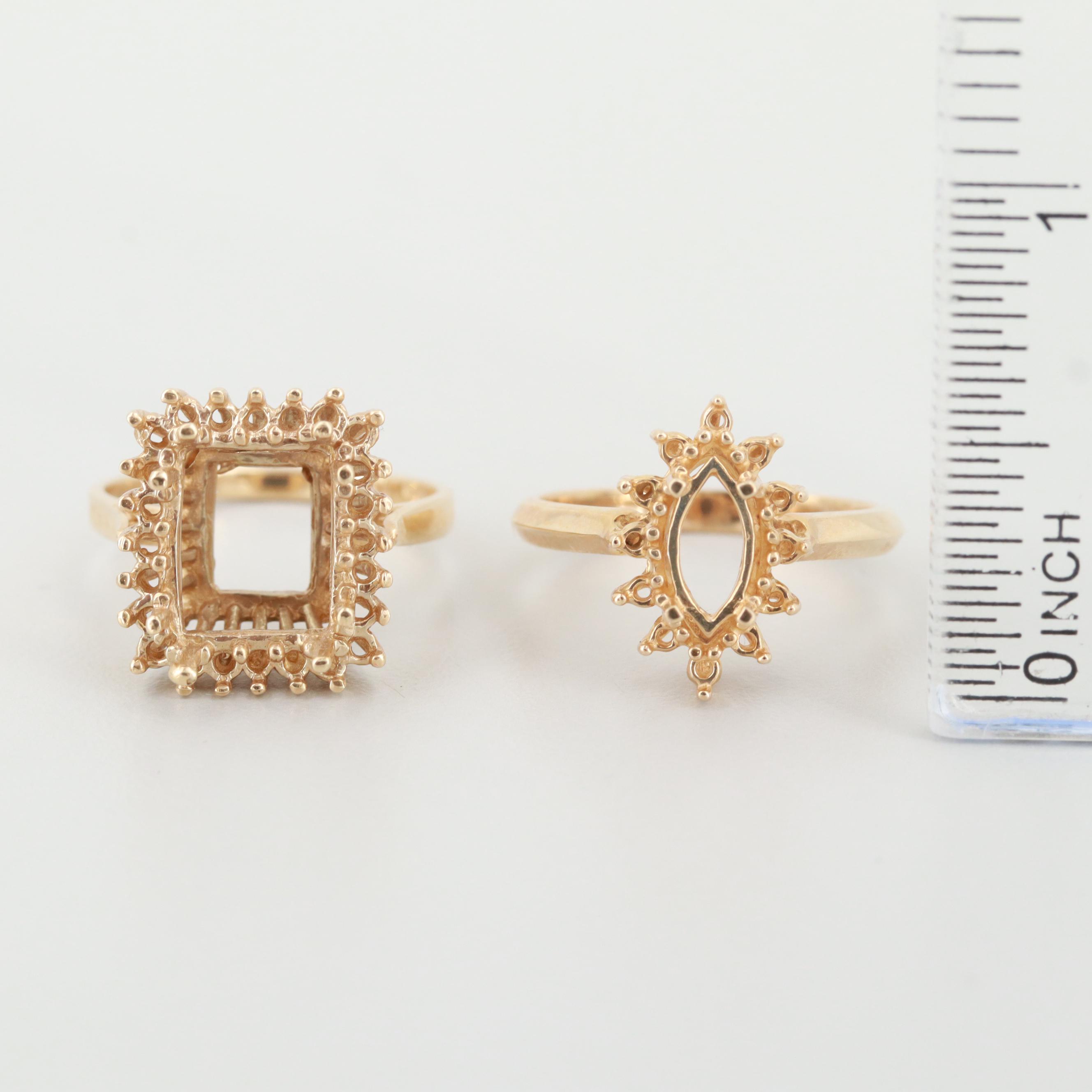 Pair of 14K Yellow Gold Ring Mountings | EBTH