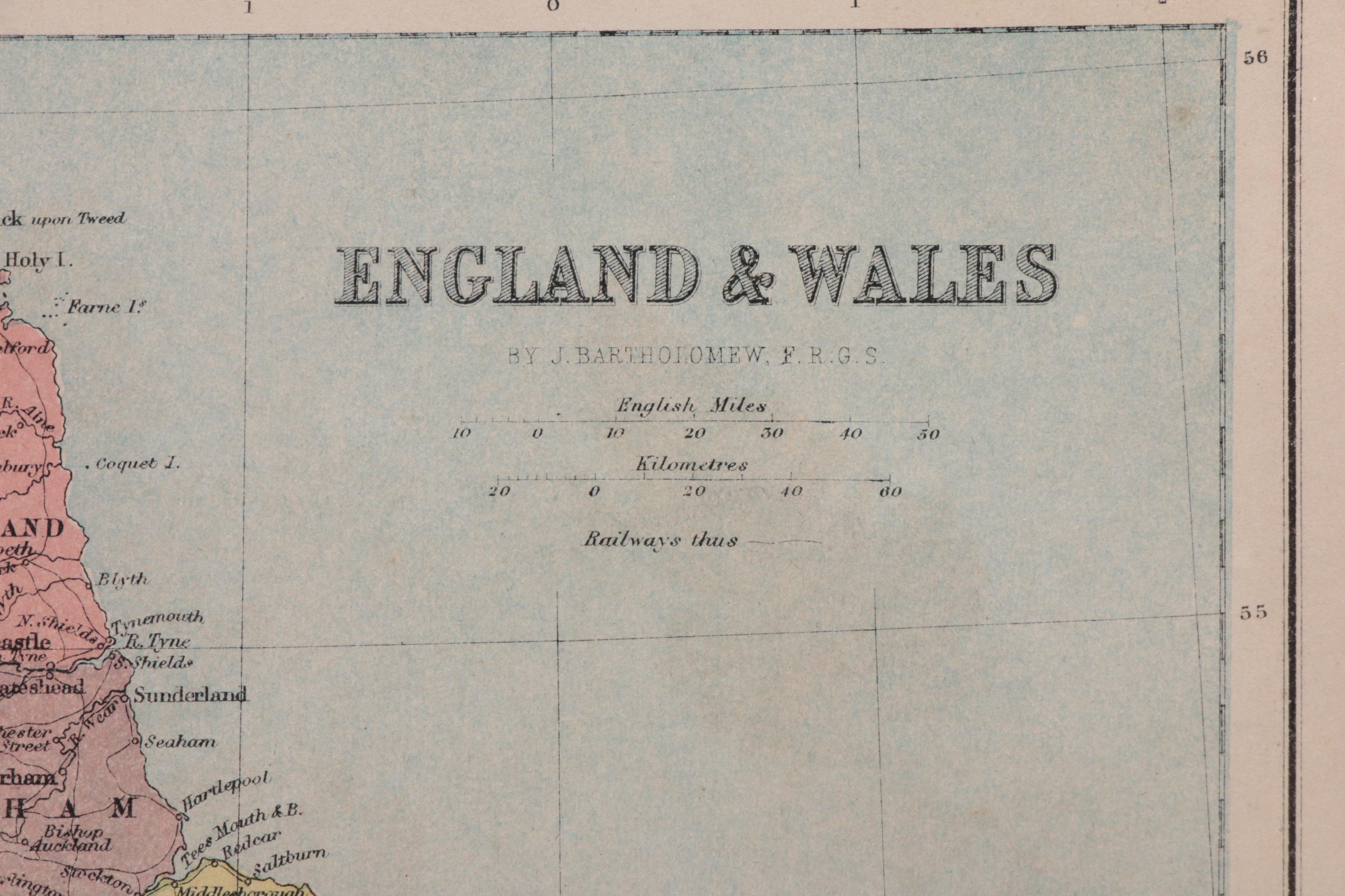John George Bartholomew Map of England & Wales | EBTH