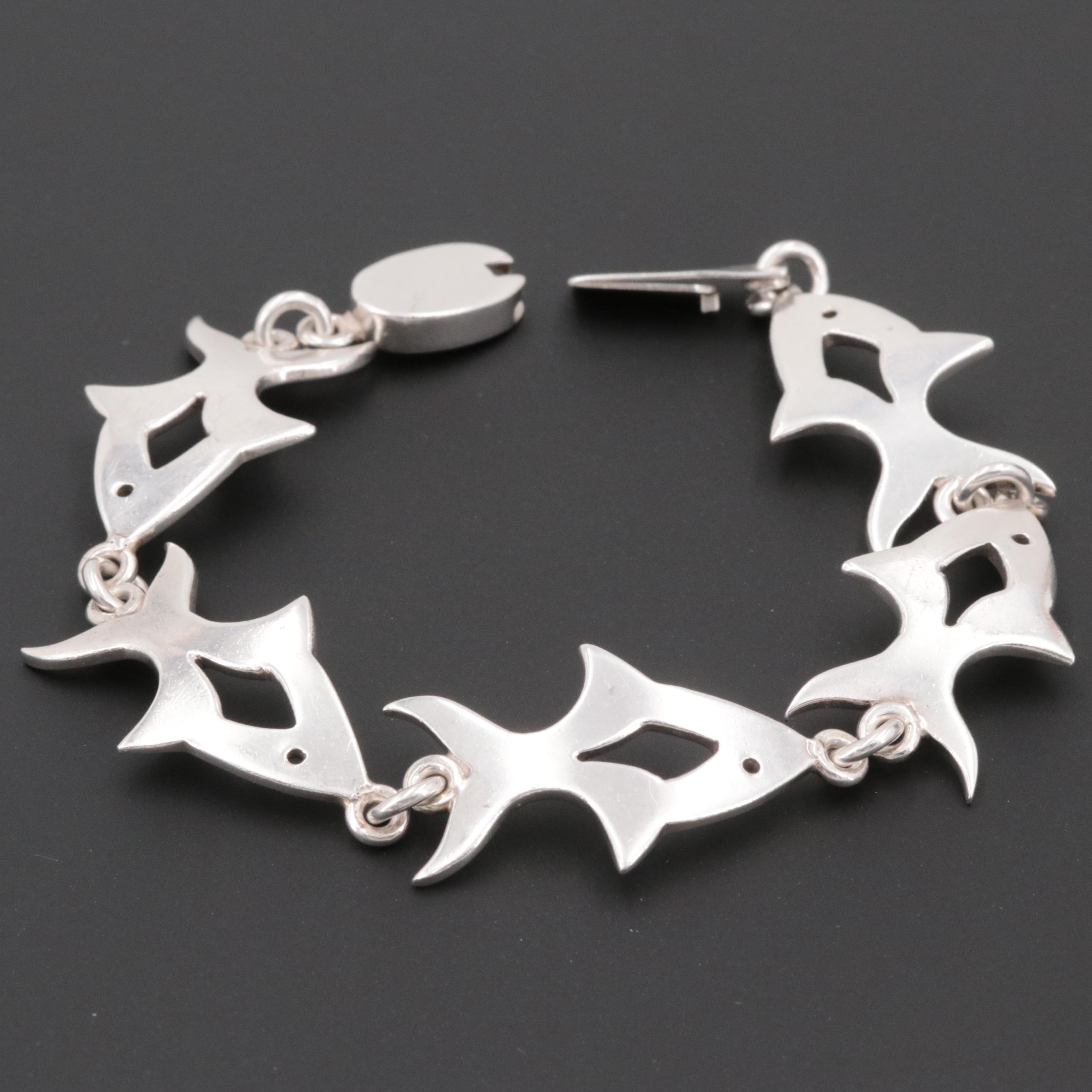 Mexican Sterling Silver Fish Bracelet | EBTH