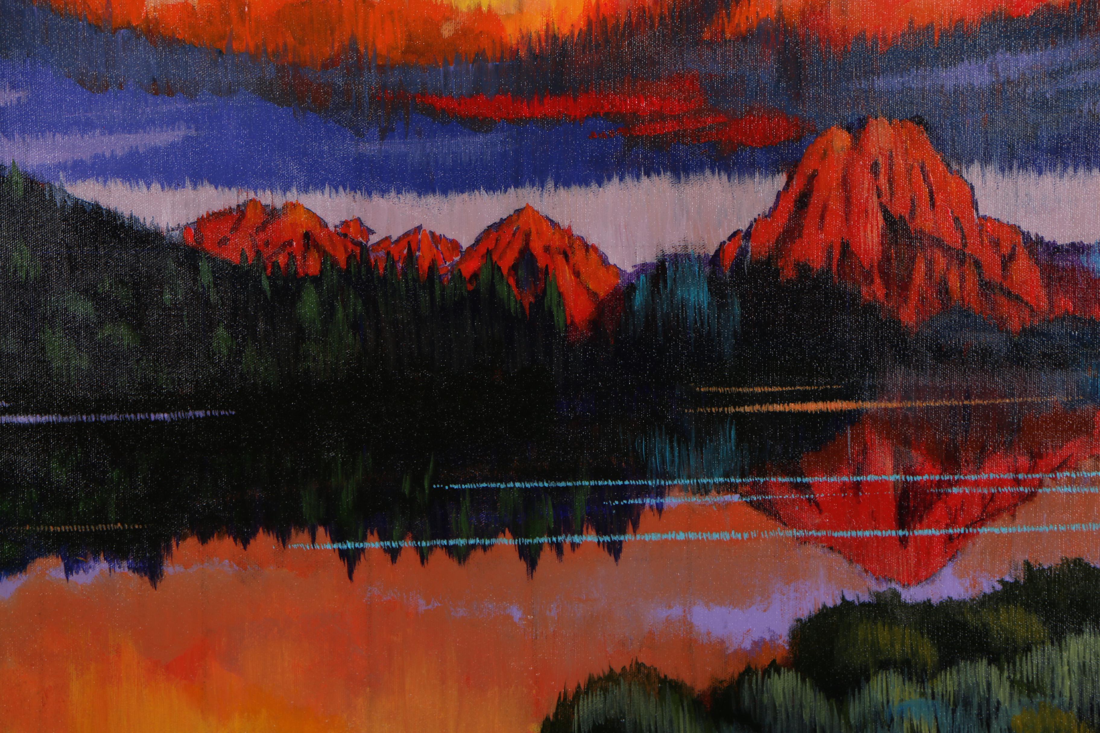 J.C. Hall Lineillist Landscape Acrylic Painting | EBTH