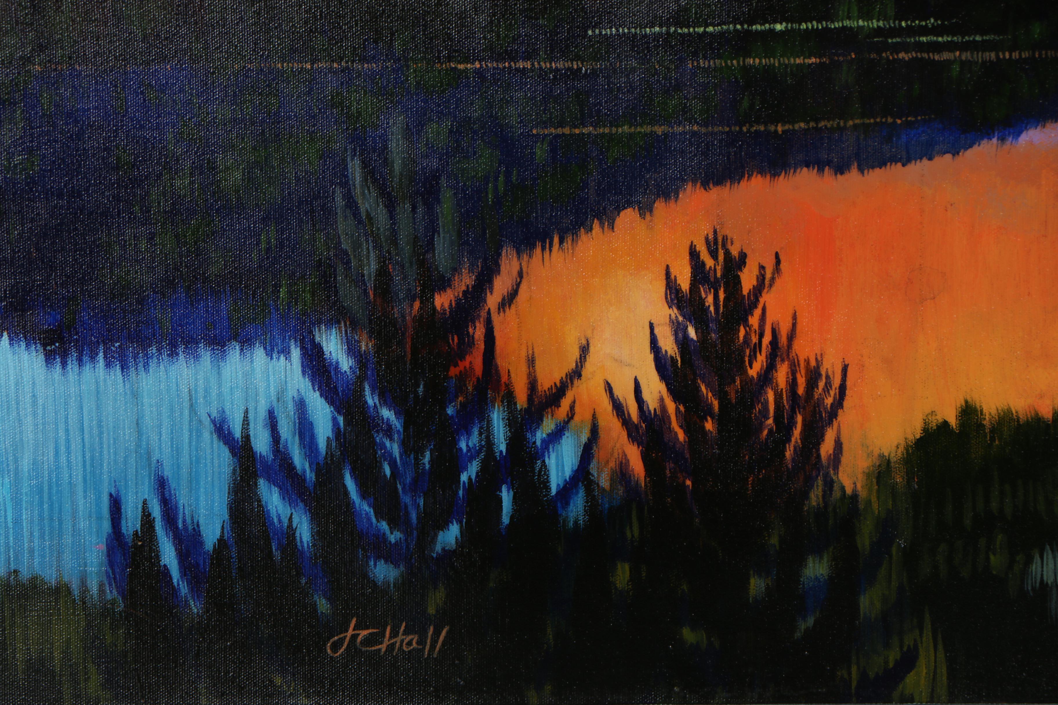 J.C. Hall Lineillist Landscape Acrylic Painting | EBTH