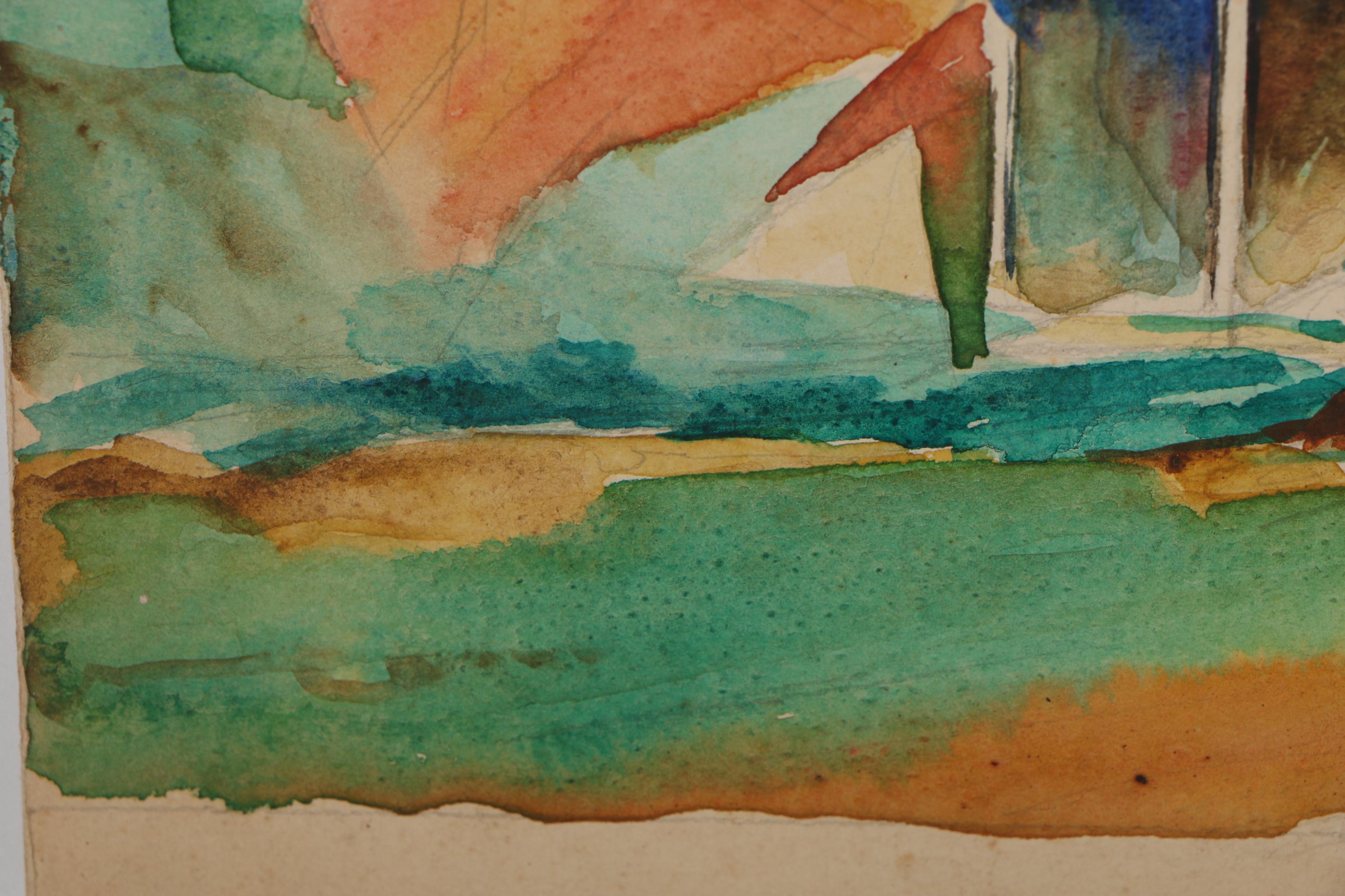 Robert Whitmore Abstract Landscape Watercolor Painting | EBTH