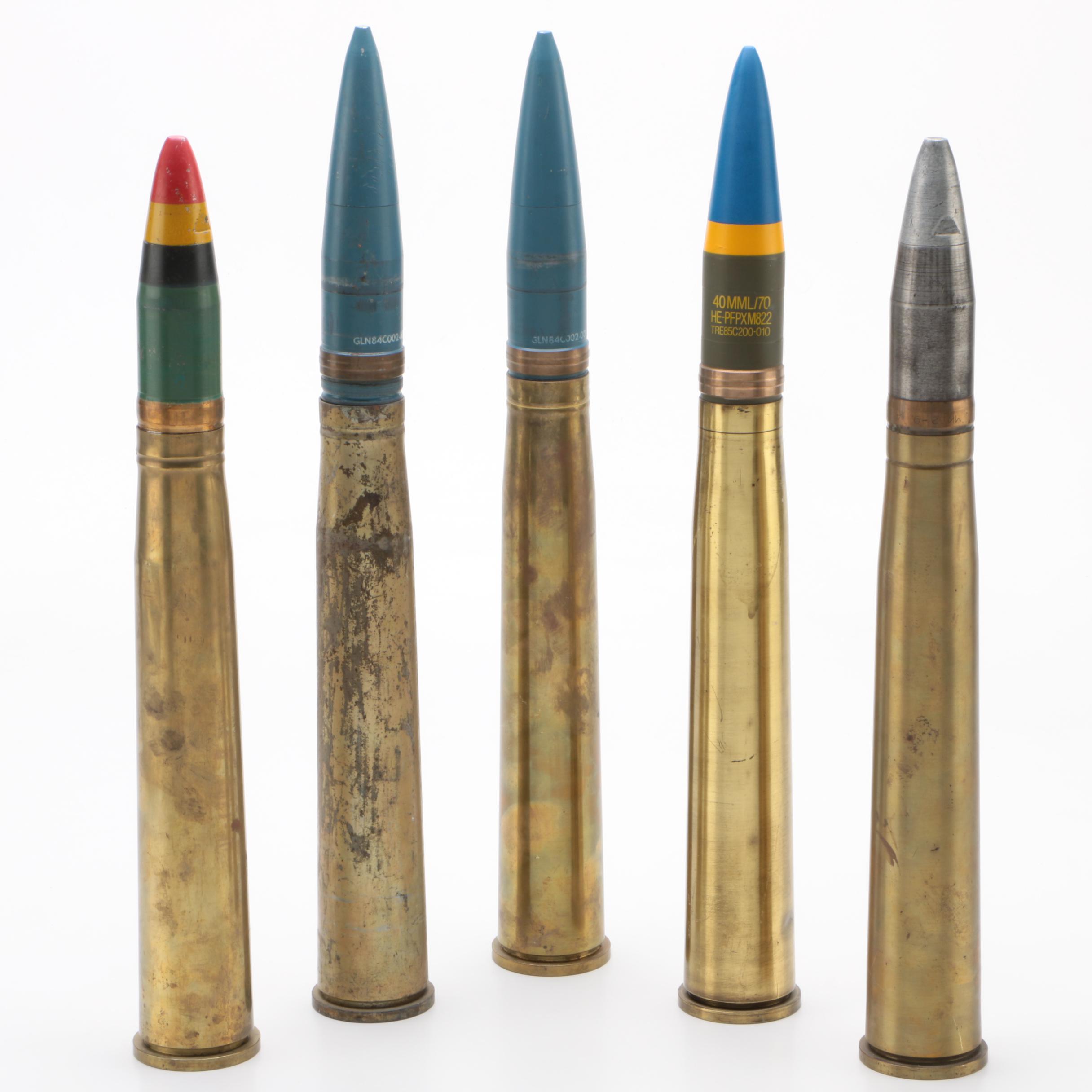 Inert World War II Era 40mm Bofors Gun and MK2 Artillery Projectiles | EBTH