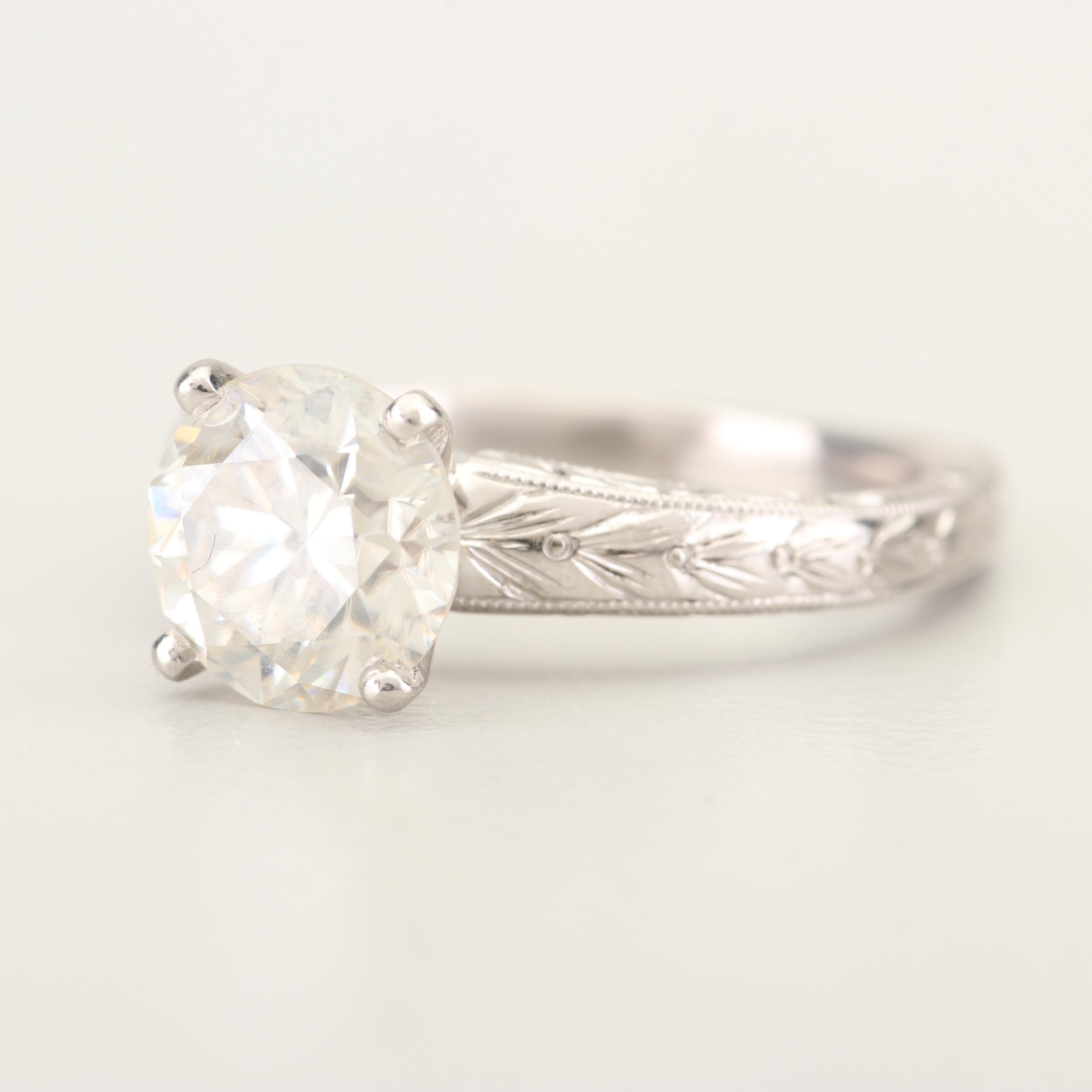 A. Jaffe Platinum 1.79 CT Moissanite Solitaire Ring | EBTH