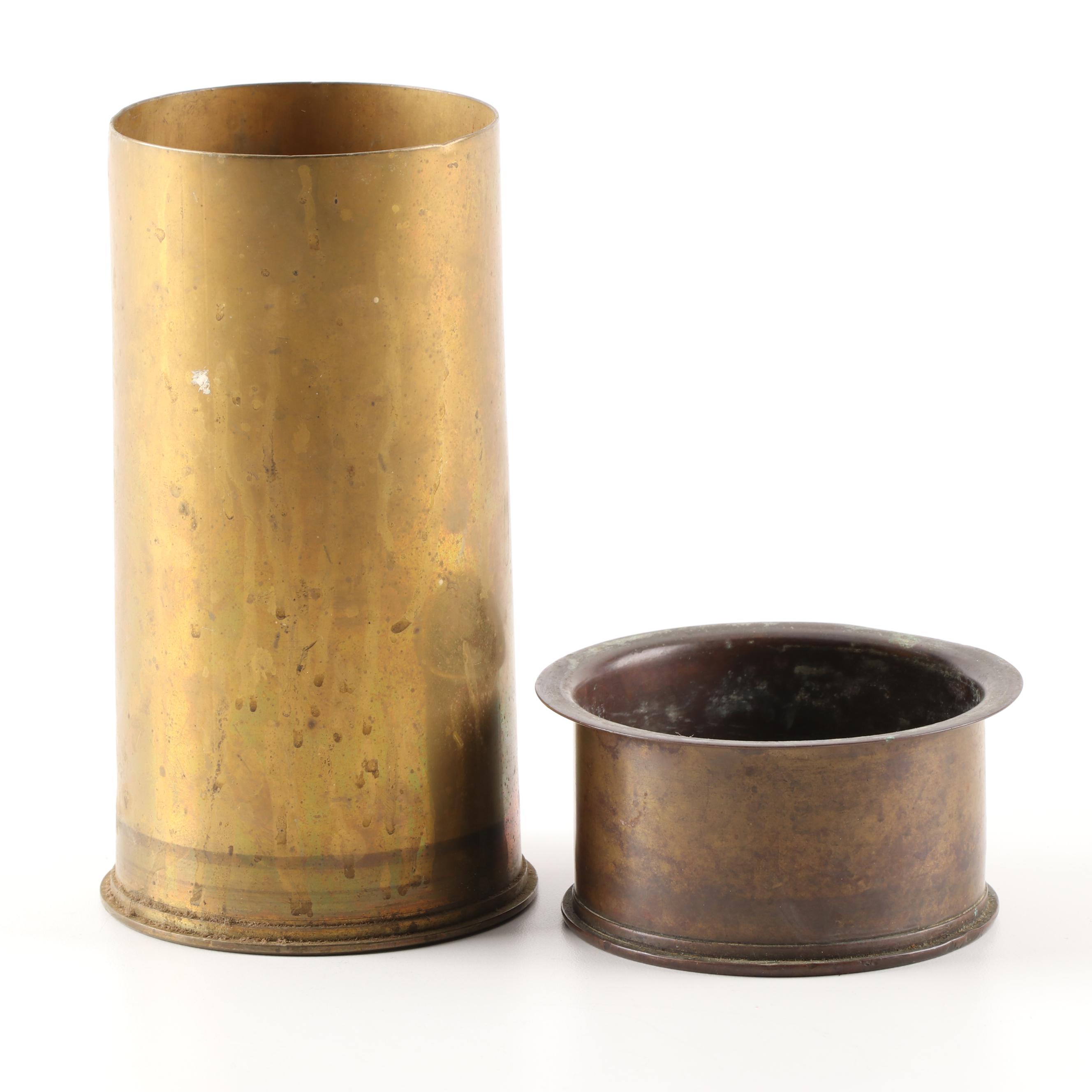 WWI Era US Navy 3 inch Shell Casing and 1943 US 75mm M18 Tank Shell ...