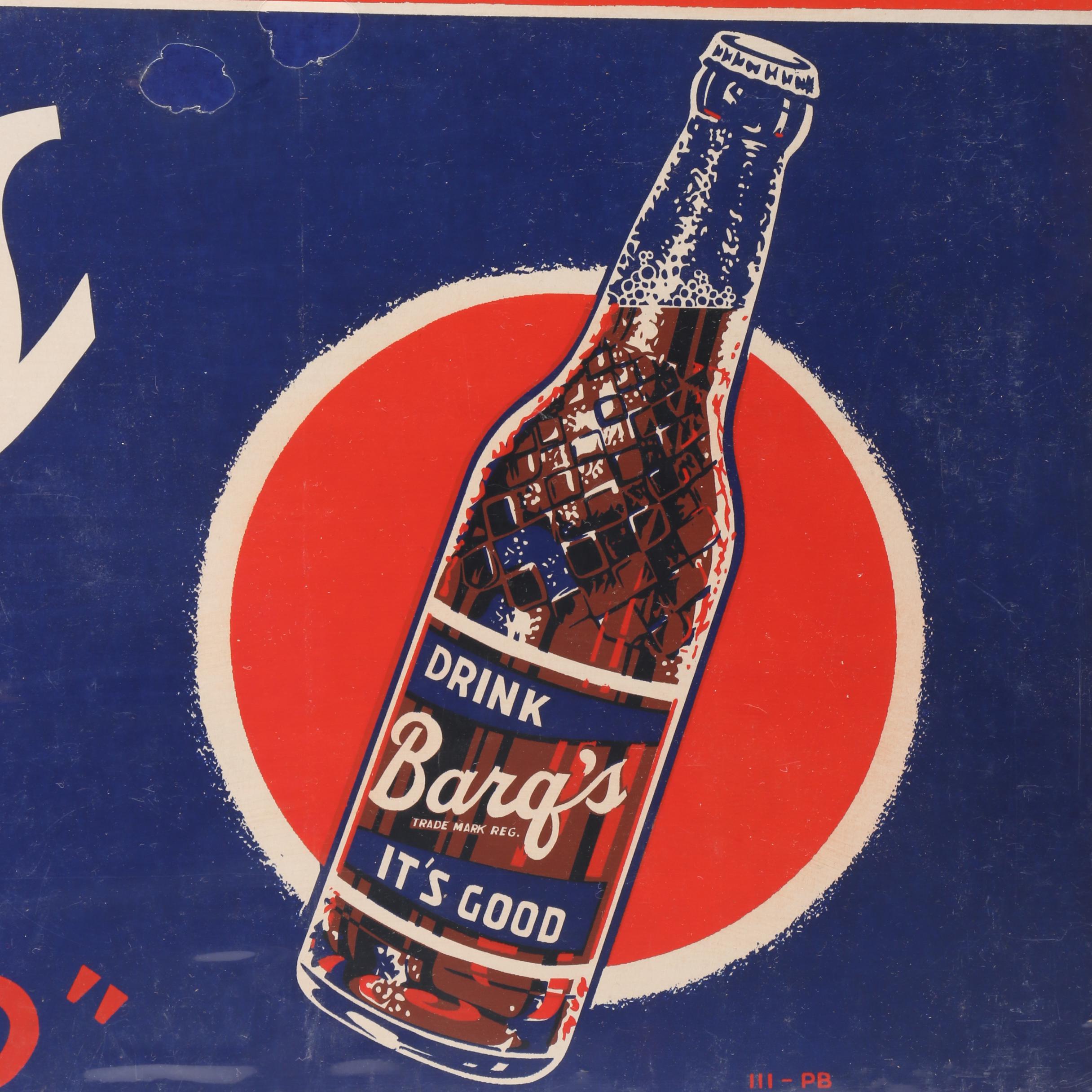 Barq's Root Beer Cardboard Advertising Vendor Sign, Circa 1950s | EBTH