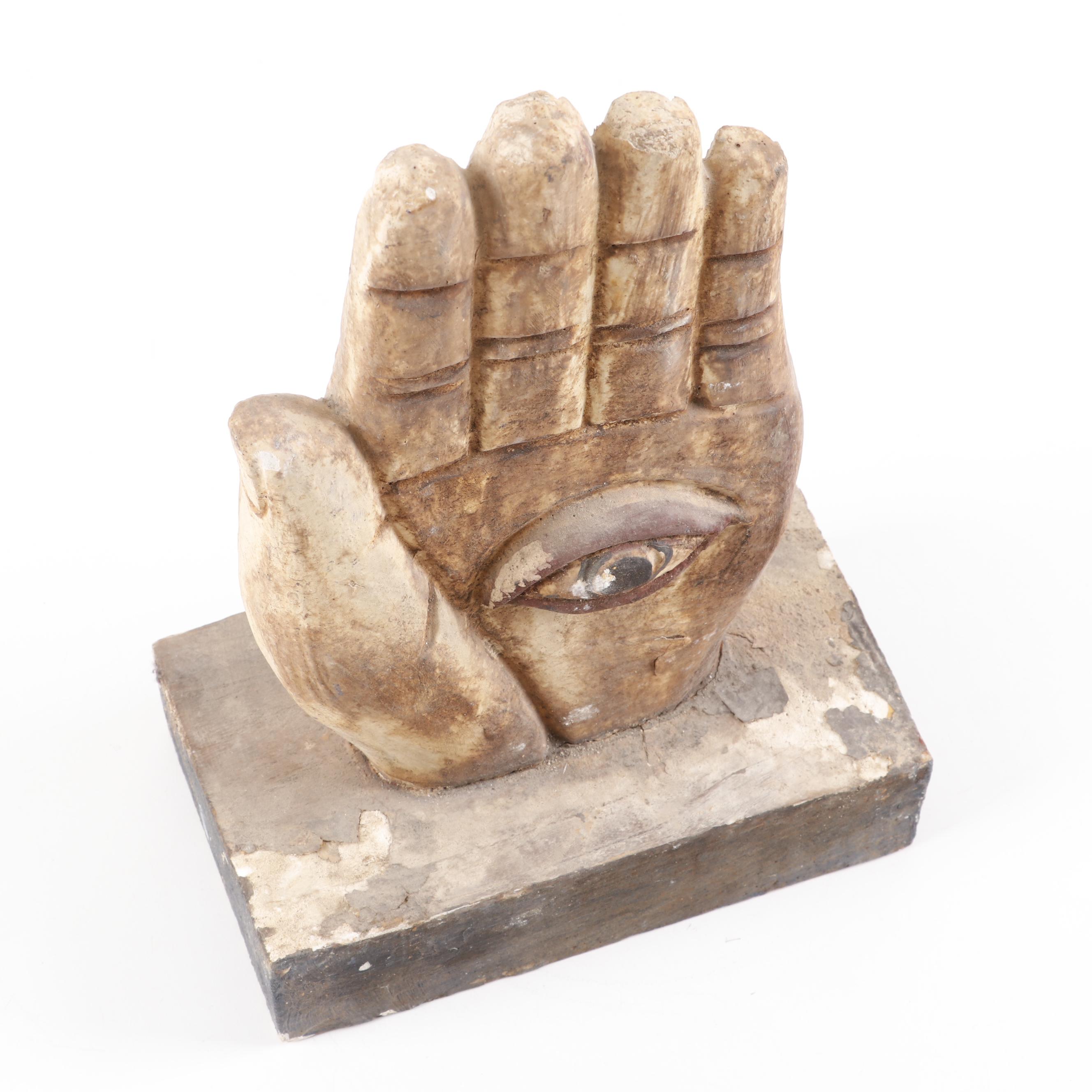 Polychrome Carved Wooden Hand of Fortune | EBTH
