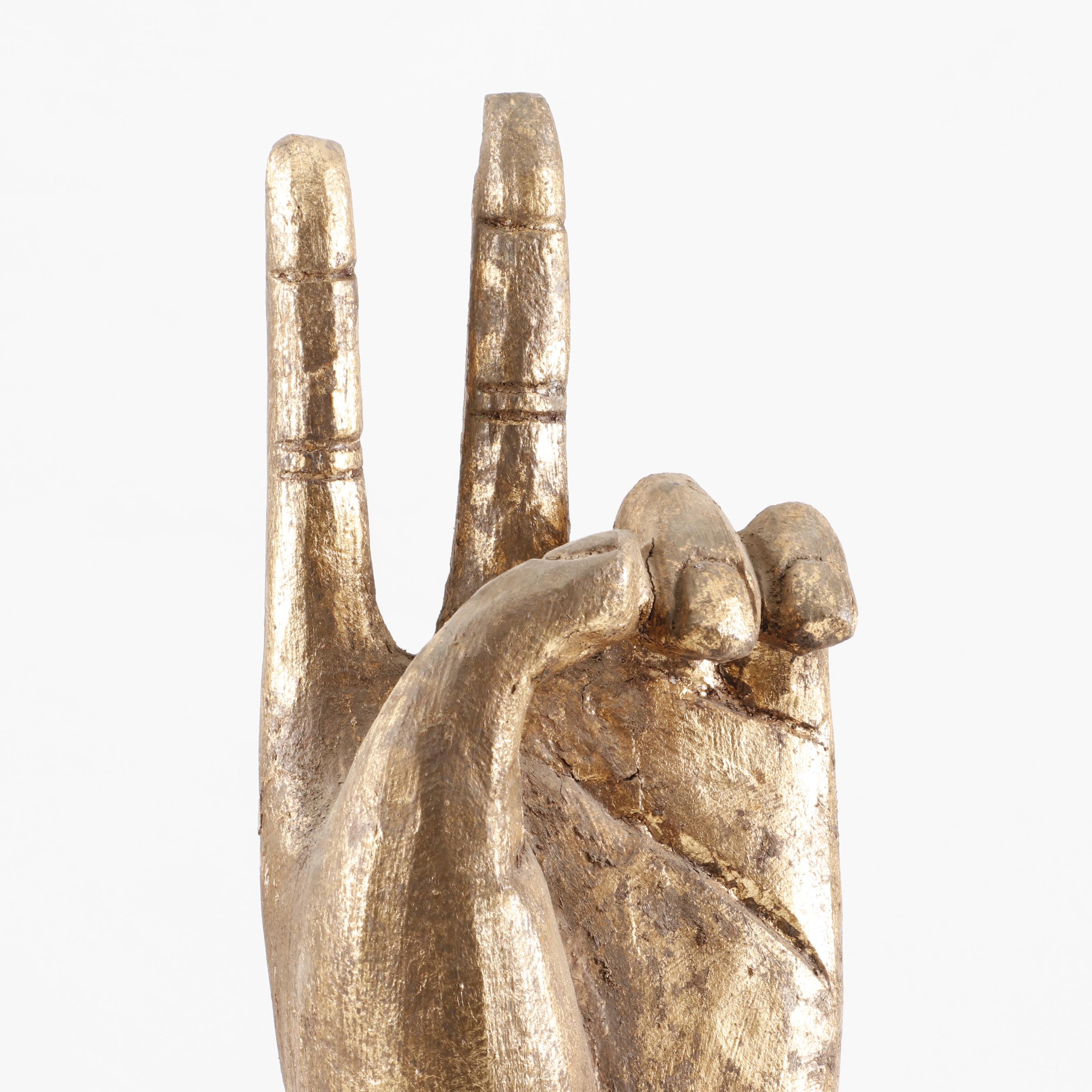 Painted Wooden Hand Sculpture of Peace Sign | EBTH