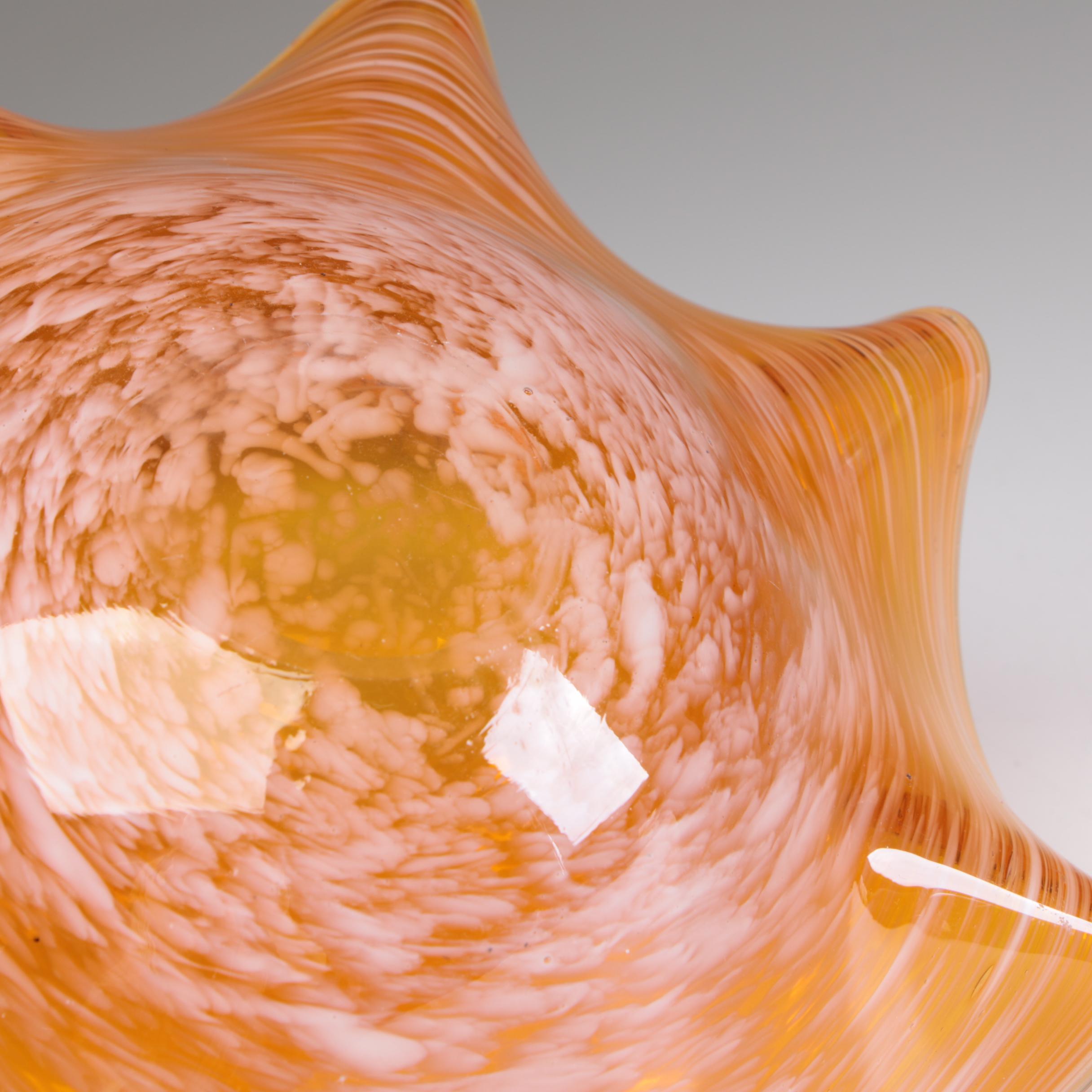 Tangerine Art Glass Flared Rim Centerpiece Bowl | EBTH