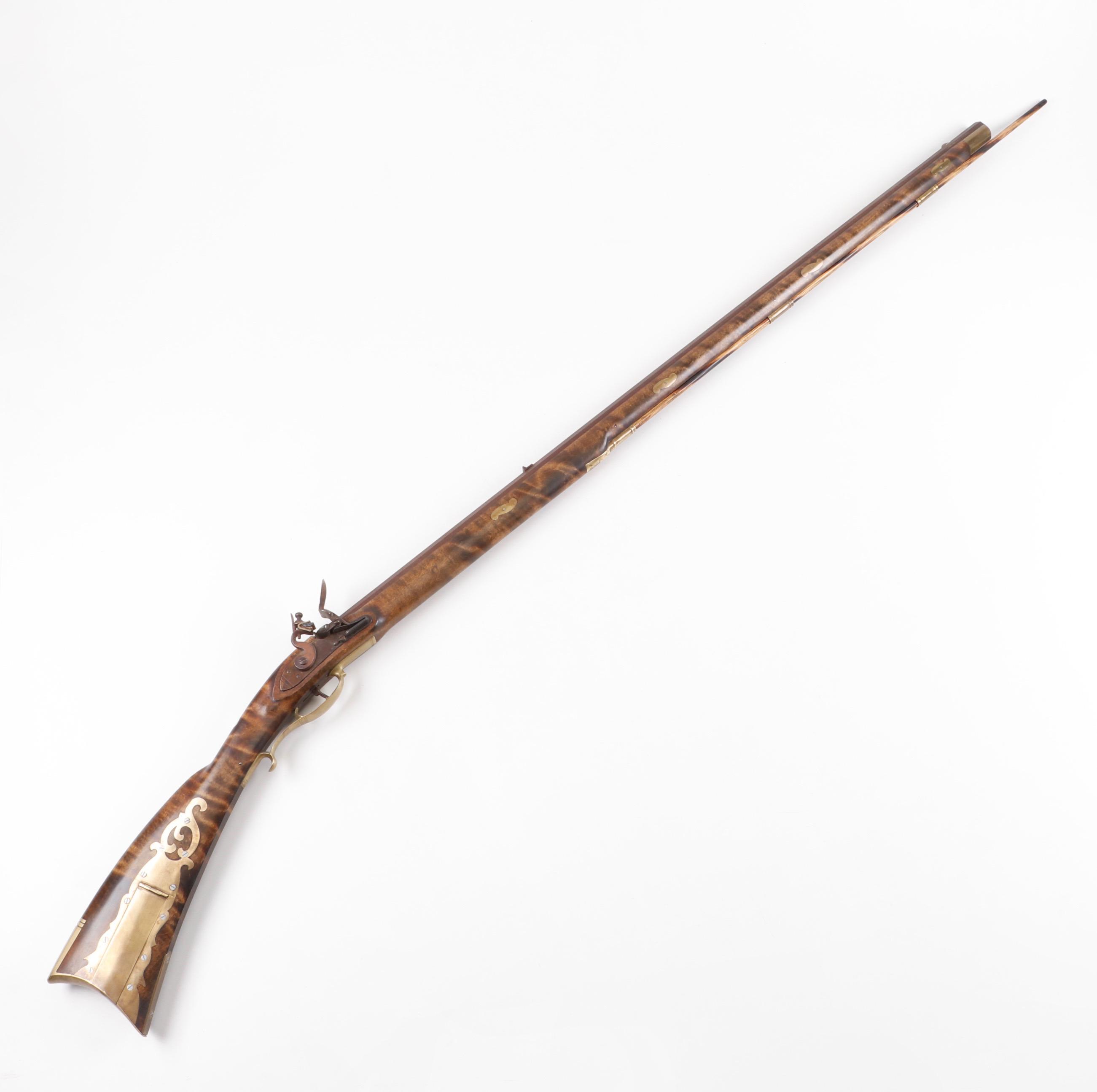 Flintlock Kentucky Long Rifle with Tiger Maple Stock, Late 18th/Early ...