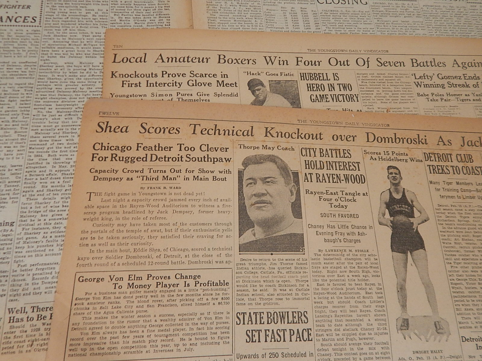1920s and 1930s Newspapers with Sports Headlines- Ty Cobb, Tris Speaker ...