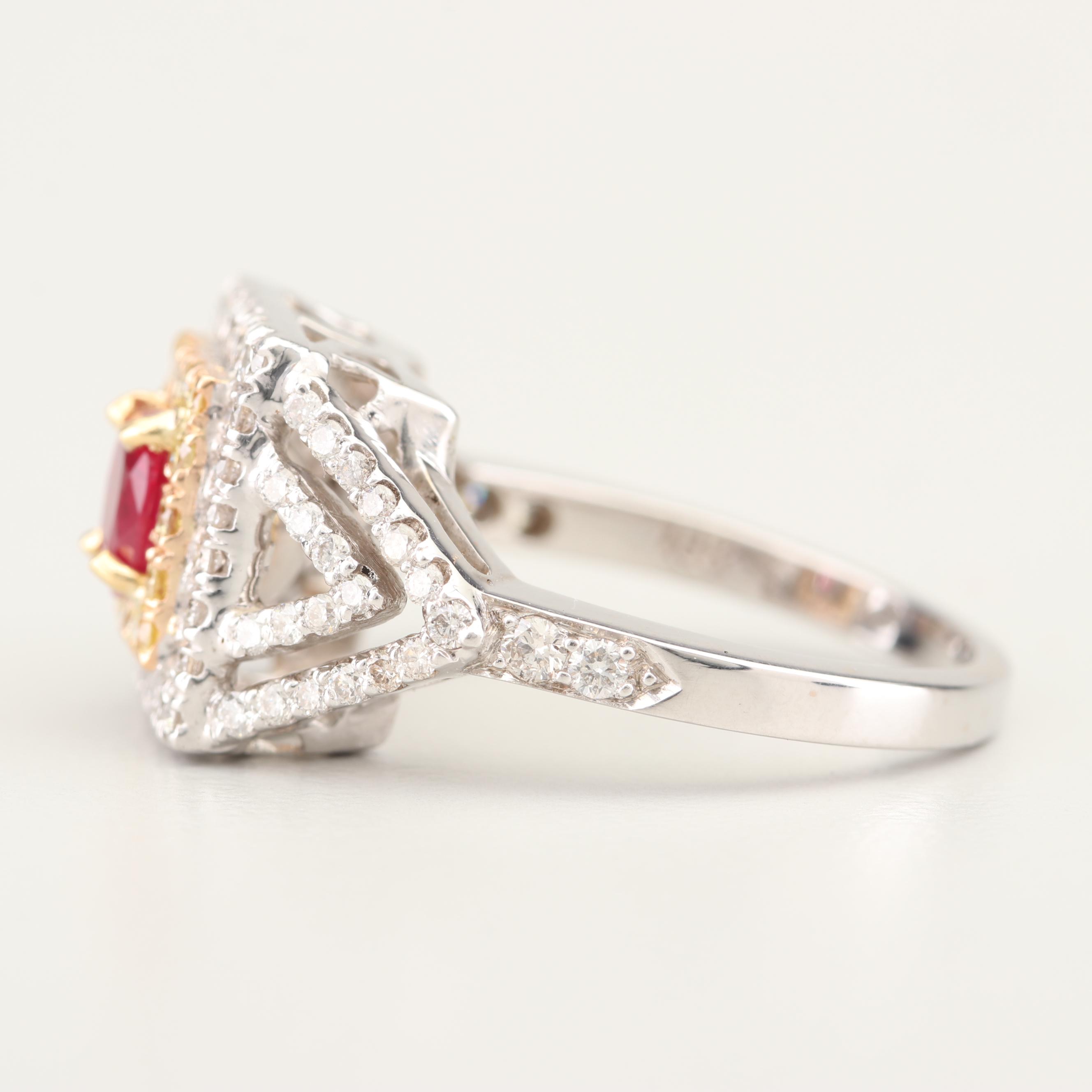 18K White Gold Ruby and Diamond Ring | EBTH