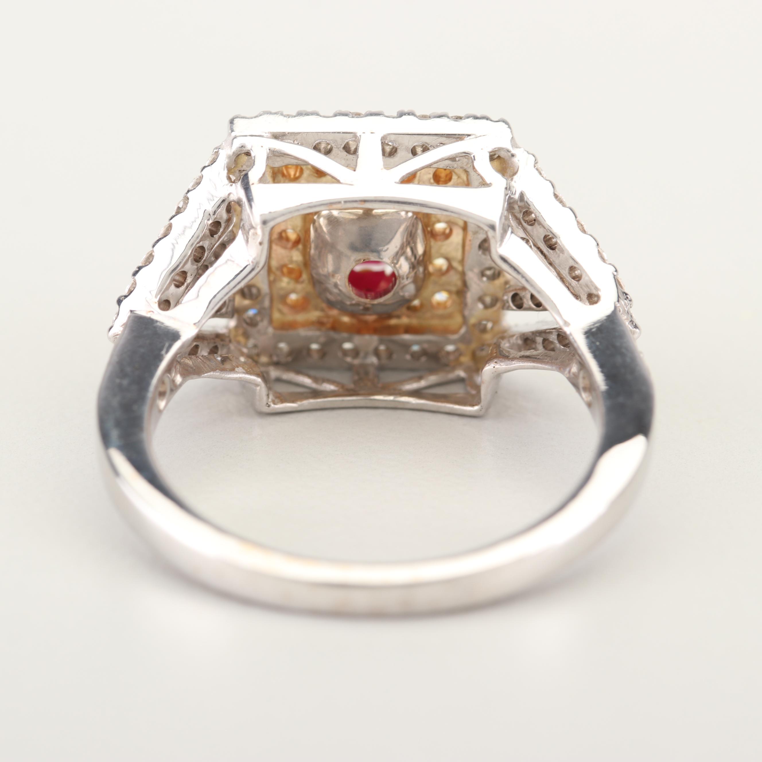 18K White Gold Ruby and Diamond Ring | EBTH