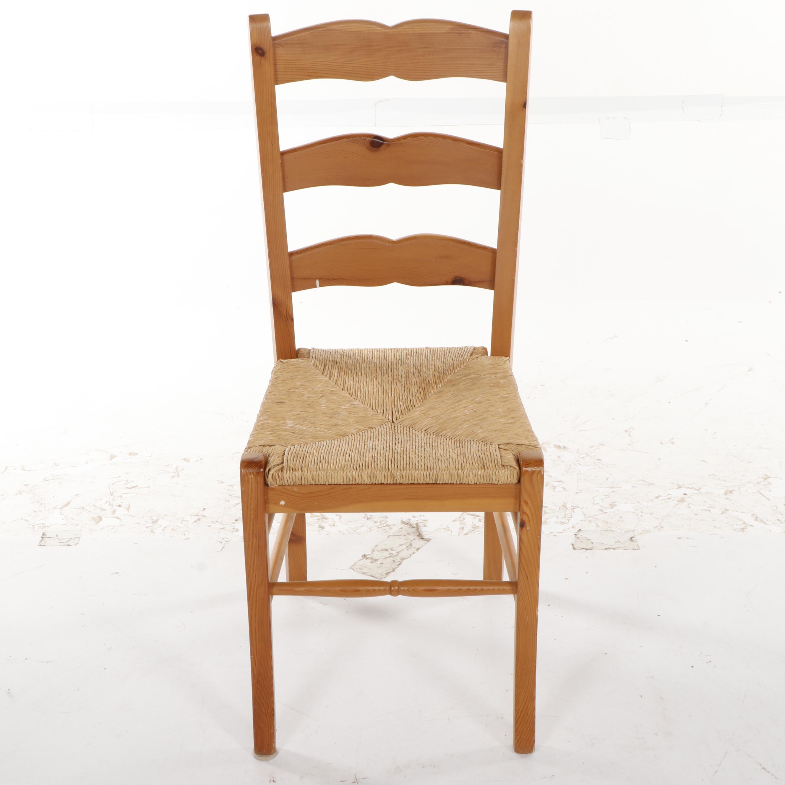 Four Oak Ladder Back Kitchen Chairs with Rush Seat | EBTH