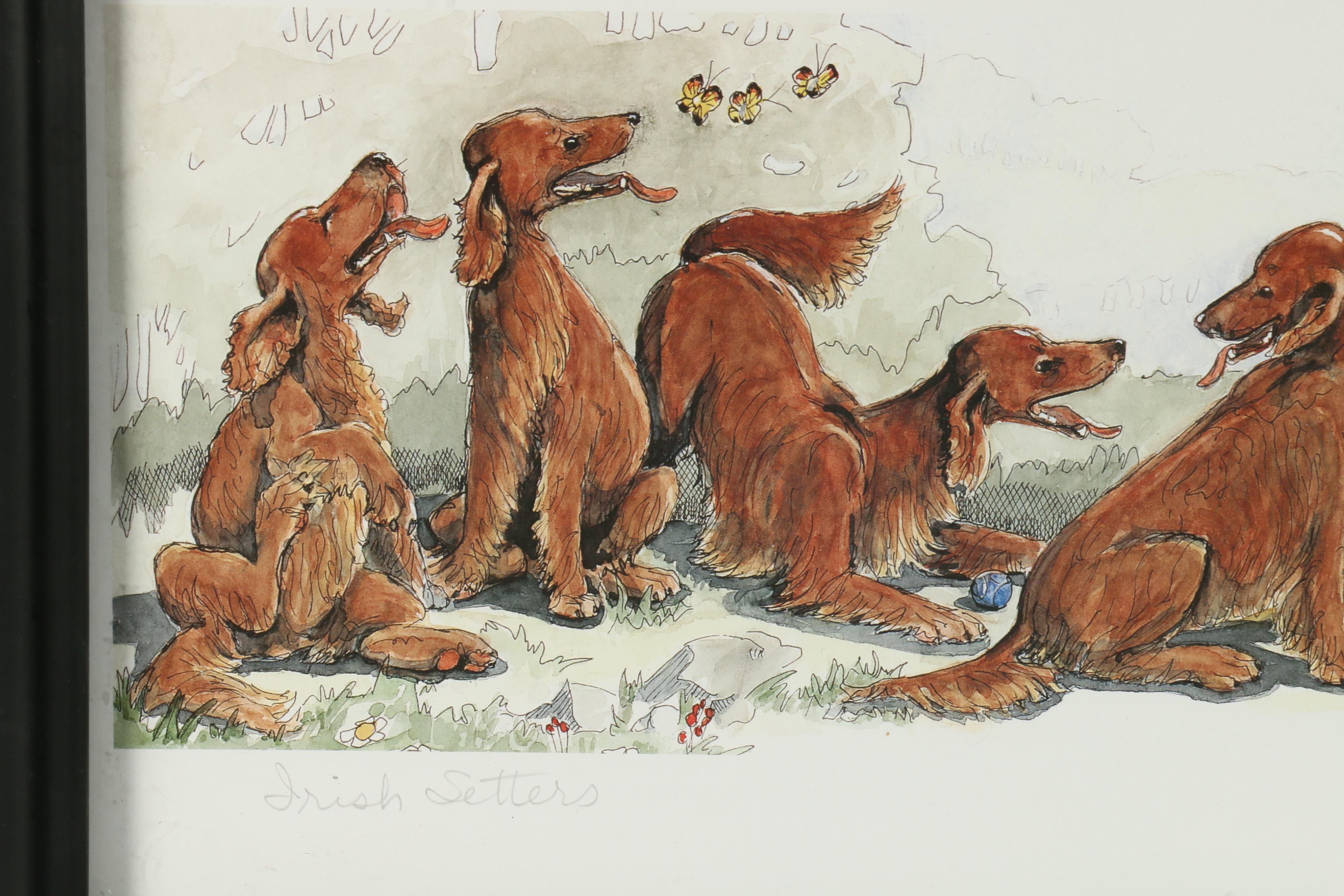 Enid Groves Offset Lithograph "Irish Setters" | EBTH
