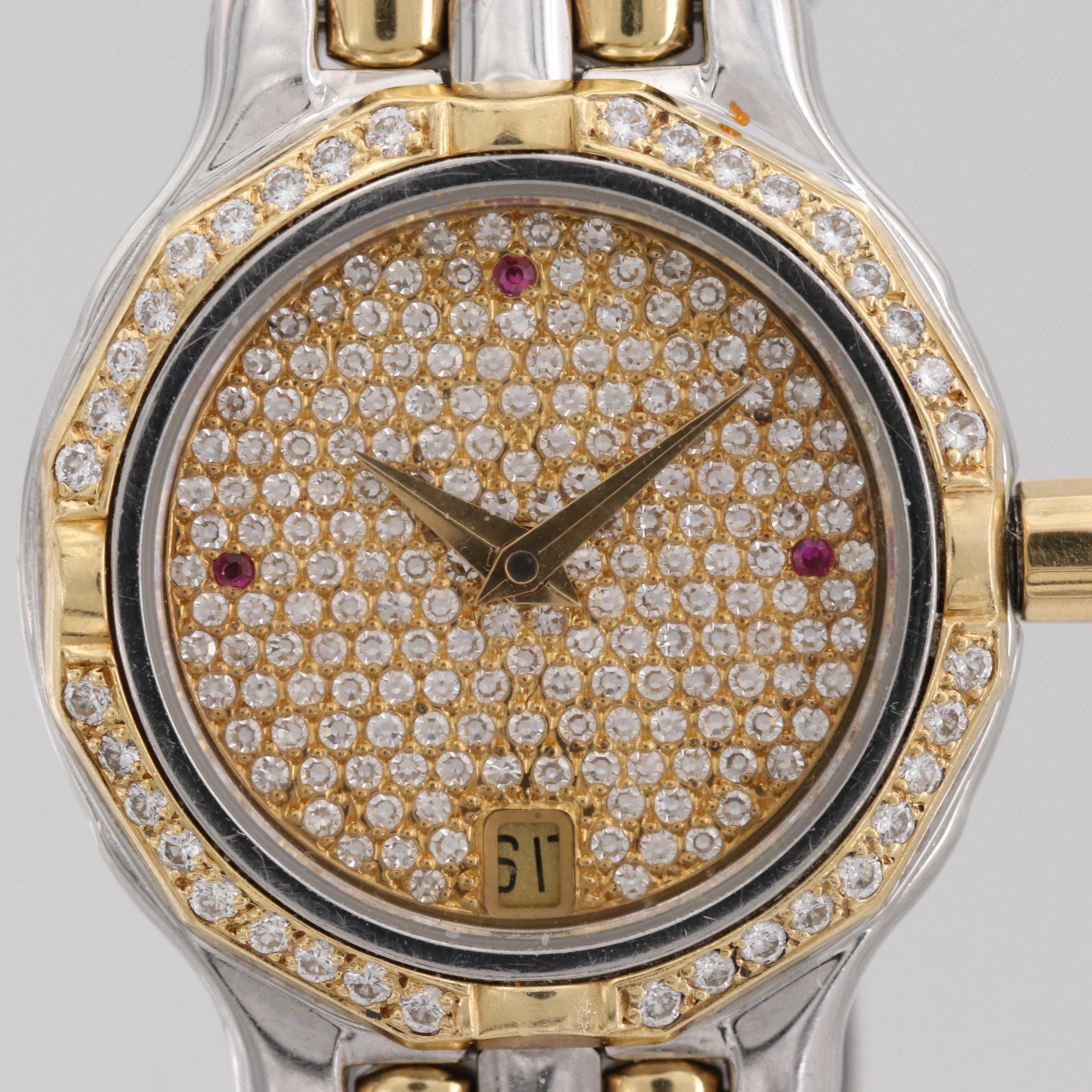 Cyma 18K Yellow Gold Quartz Wristwatch With 1.14 CTW Diamond Bezel and ...