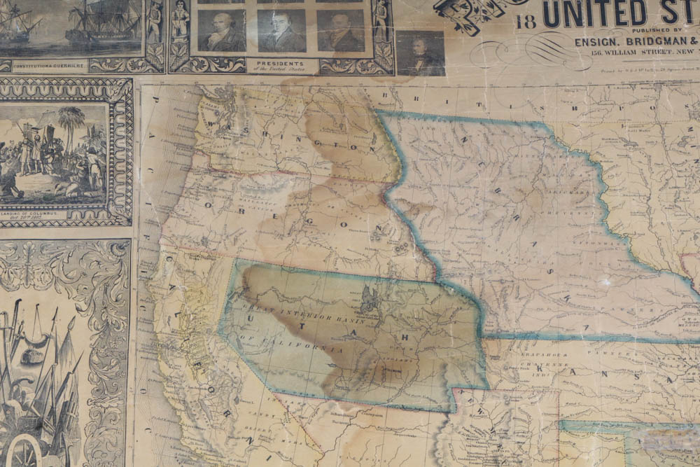 1857 United States Pictorial Wall Map | EBTH