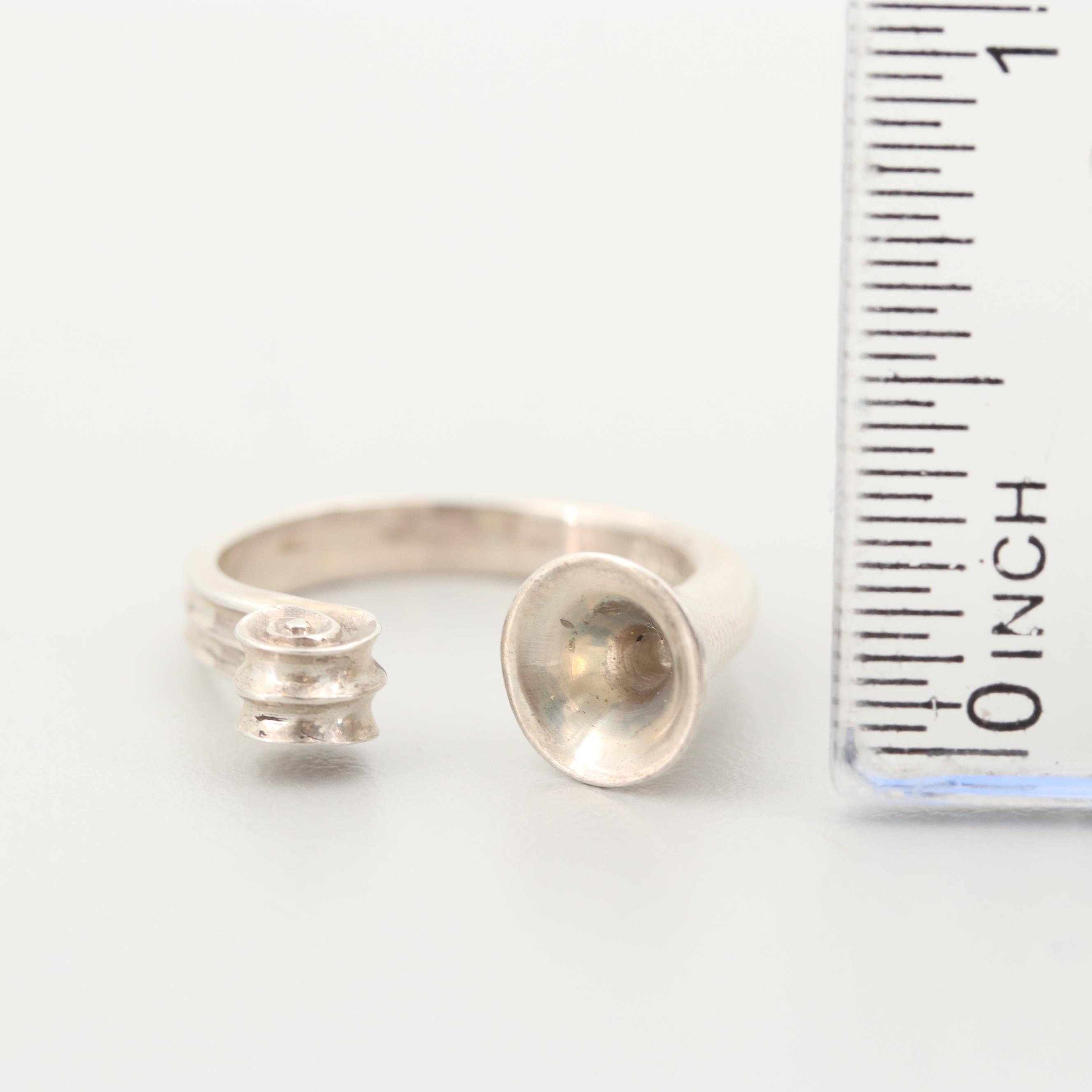 Sterling Silver Trumpet Motif Ring | EBTH