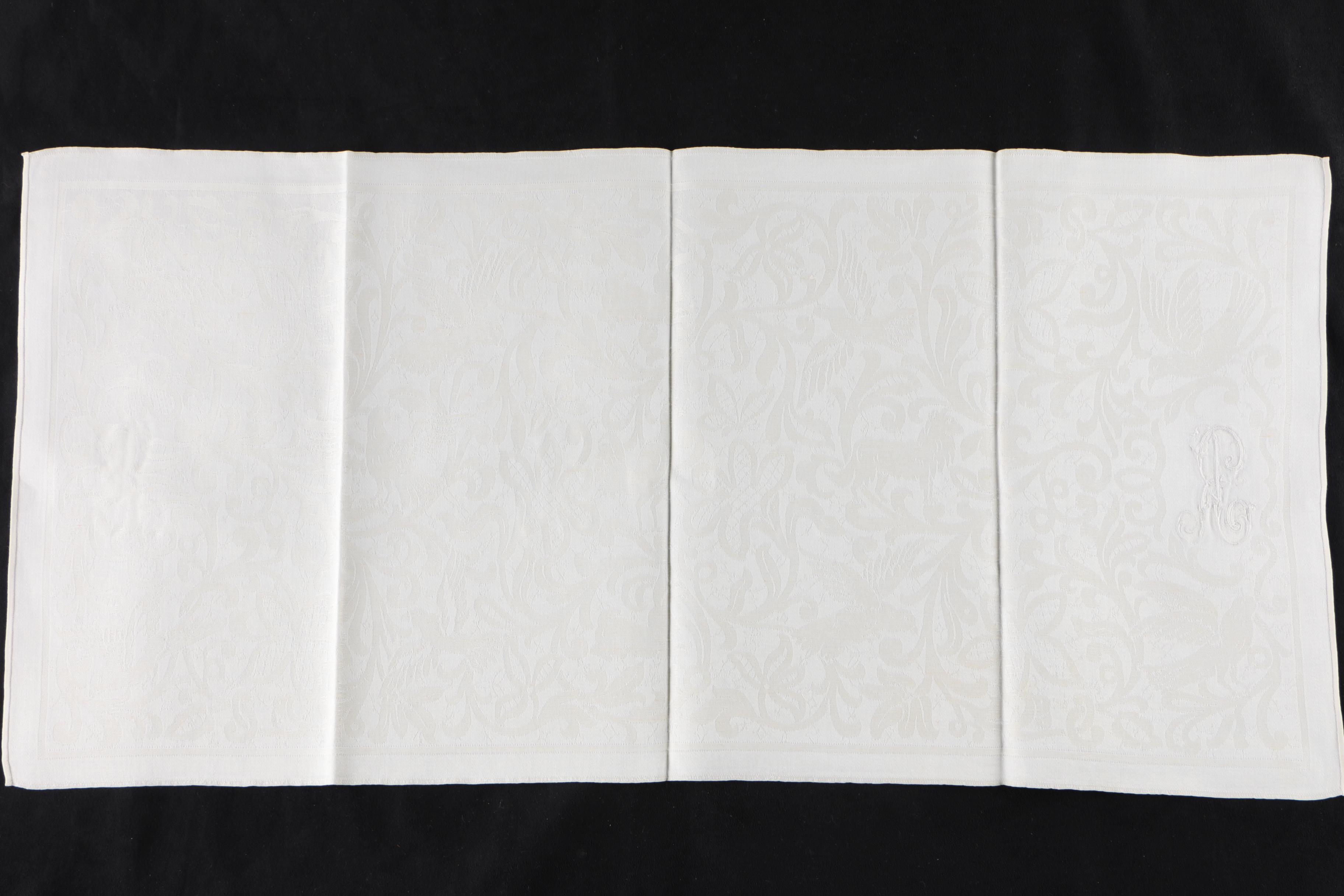 Vintage Figural Damask Lap Napkins with Embroidered Monogrammed "R ...