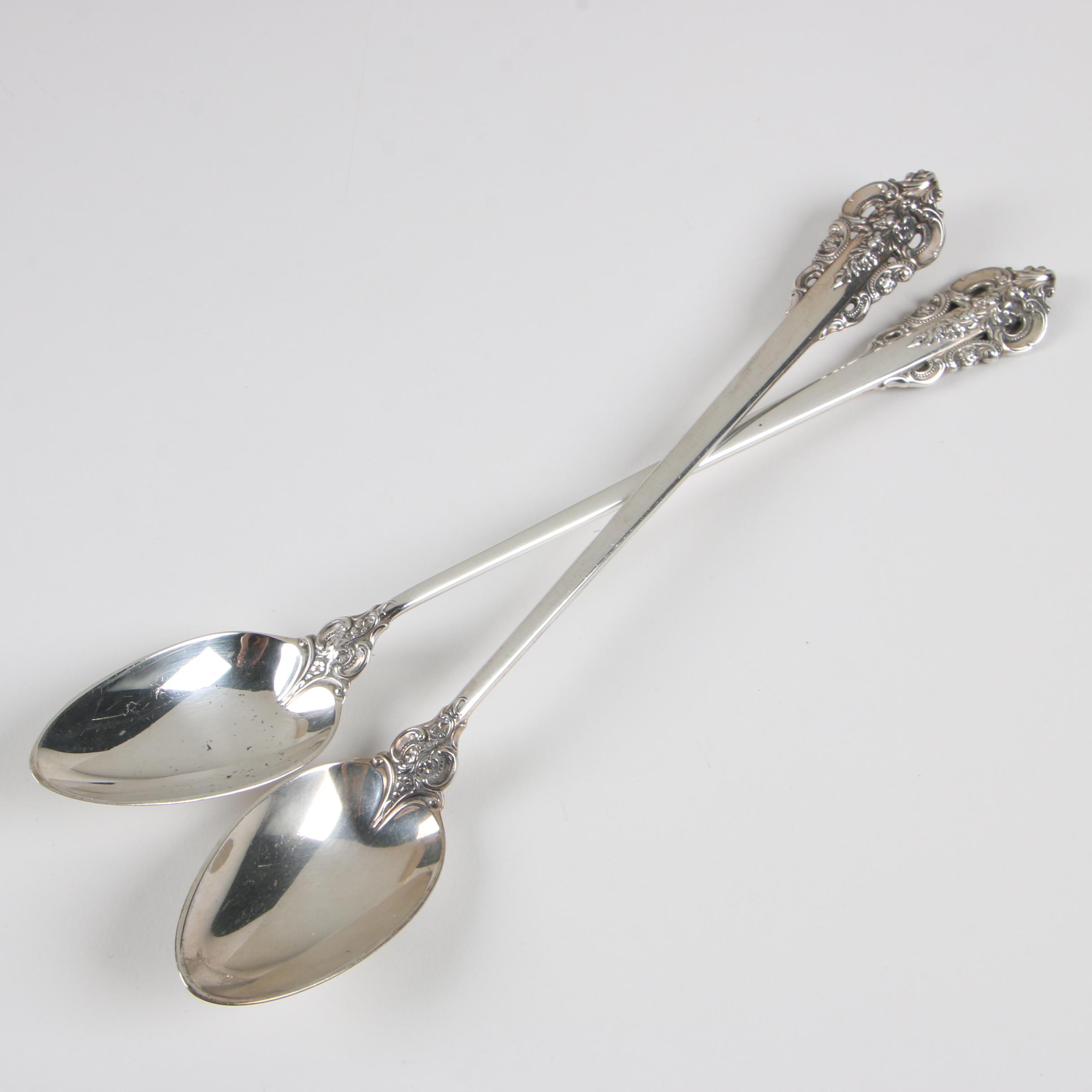 Wallace "Grande Baroque" Sterling Silver Iced Tea Spoons, Mid-Century ...
