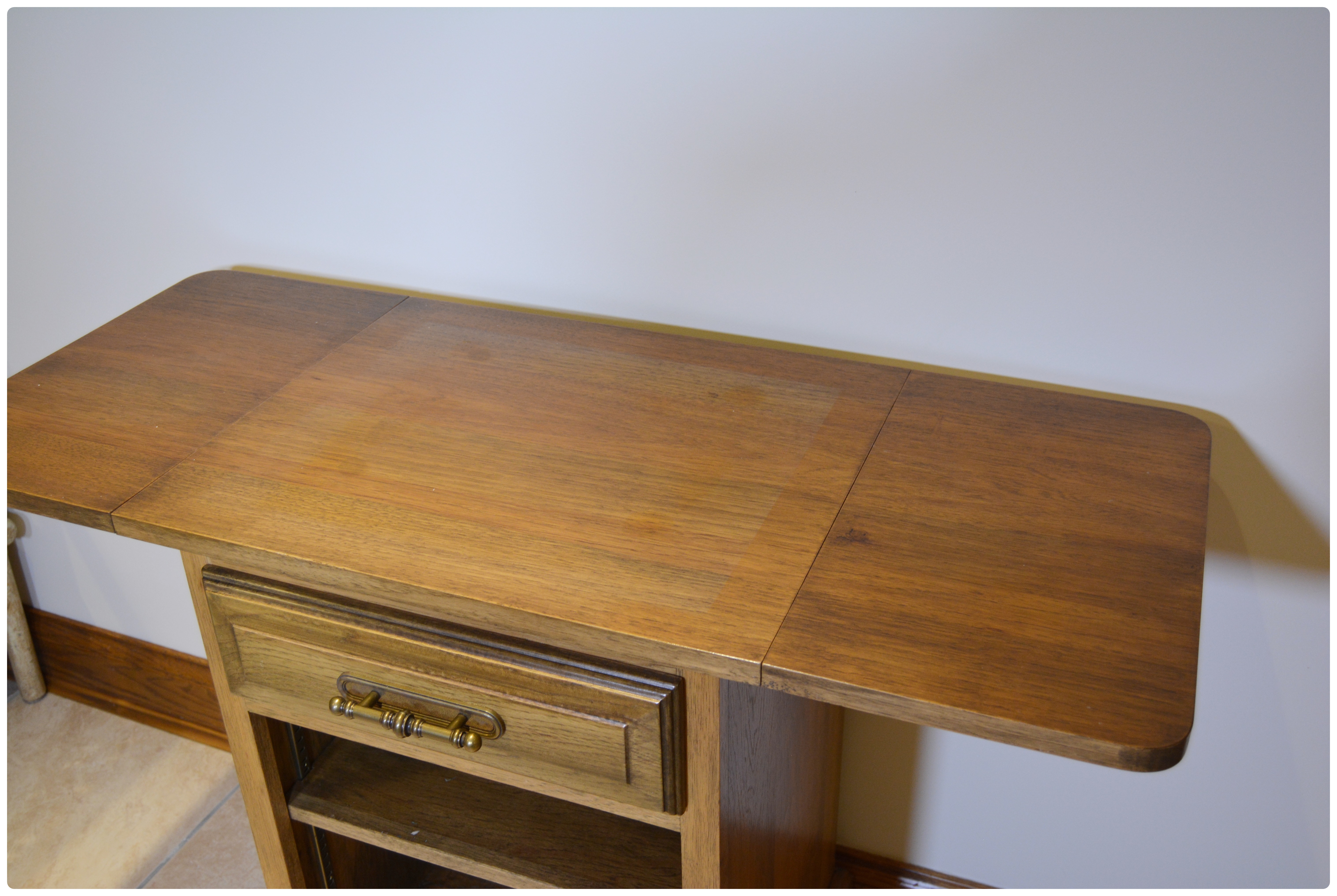 Drop Leaf Wooden Small Work Table on Casters, Contemporary | EBTH