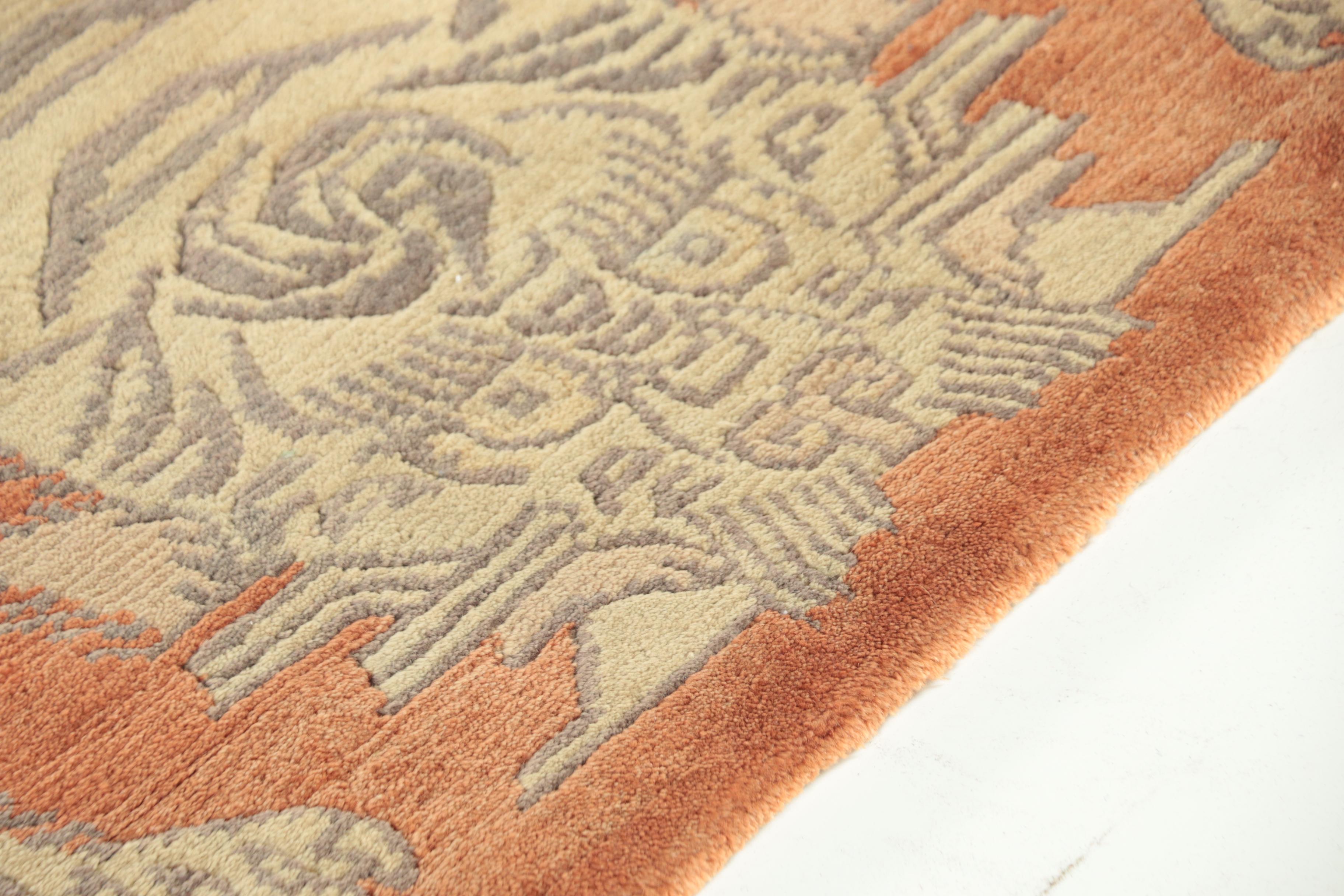 Hand-Knotted Nepalese Pictorial Tiger Wool Area Rug | EBTH