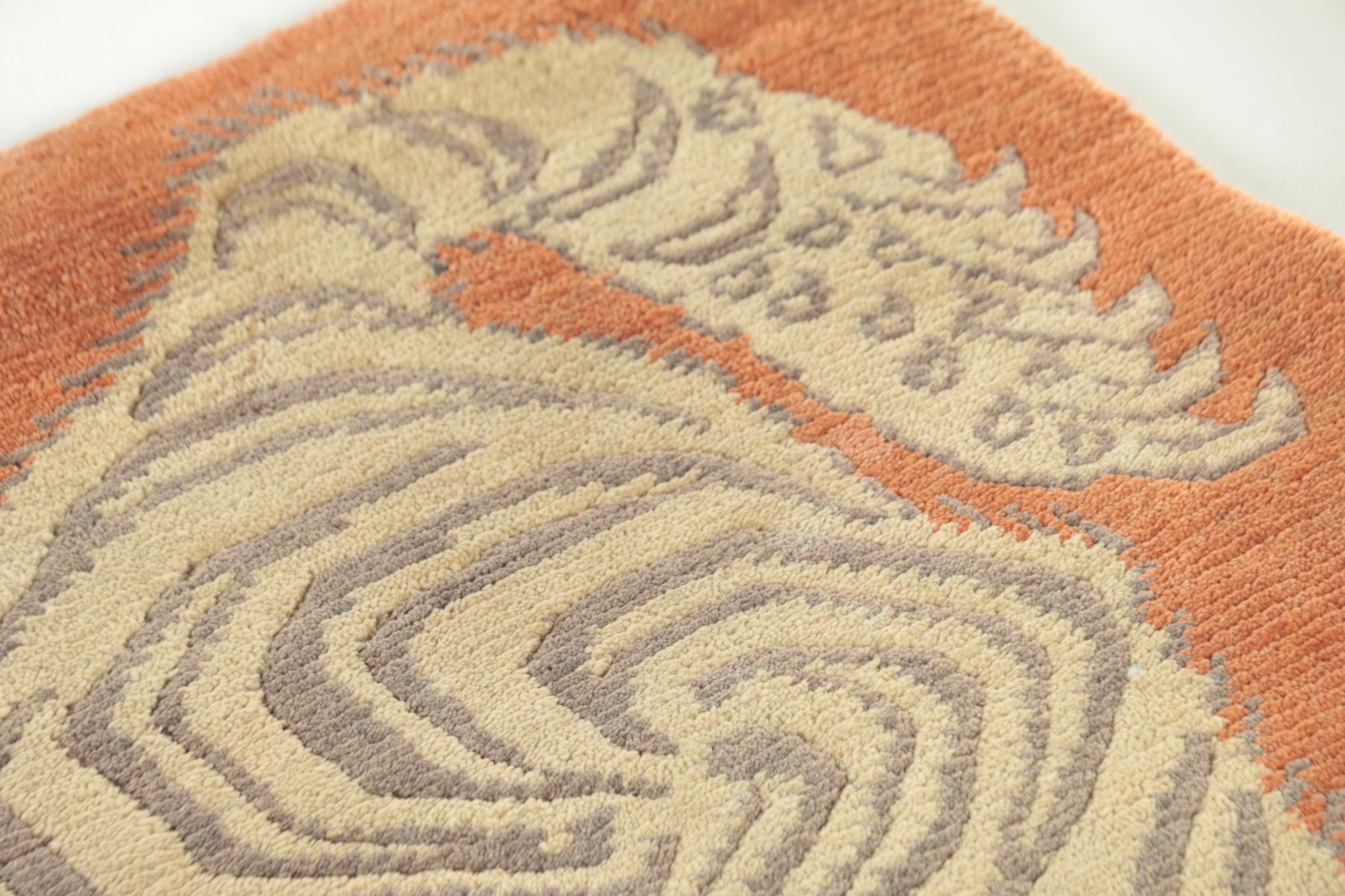 Hand-Knotted Nepalese Pictorial Tiger Wool Area Rug | EBTH