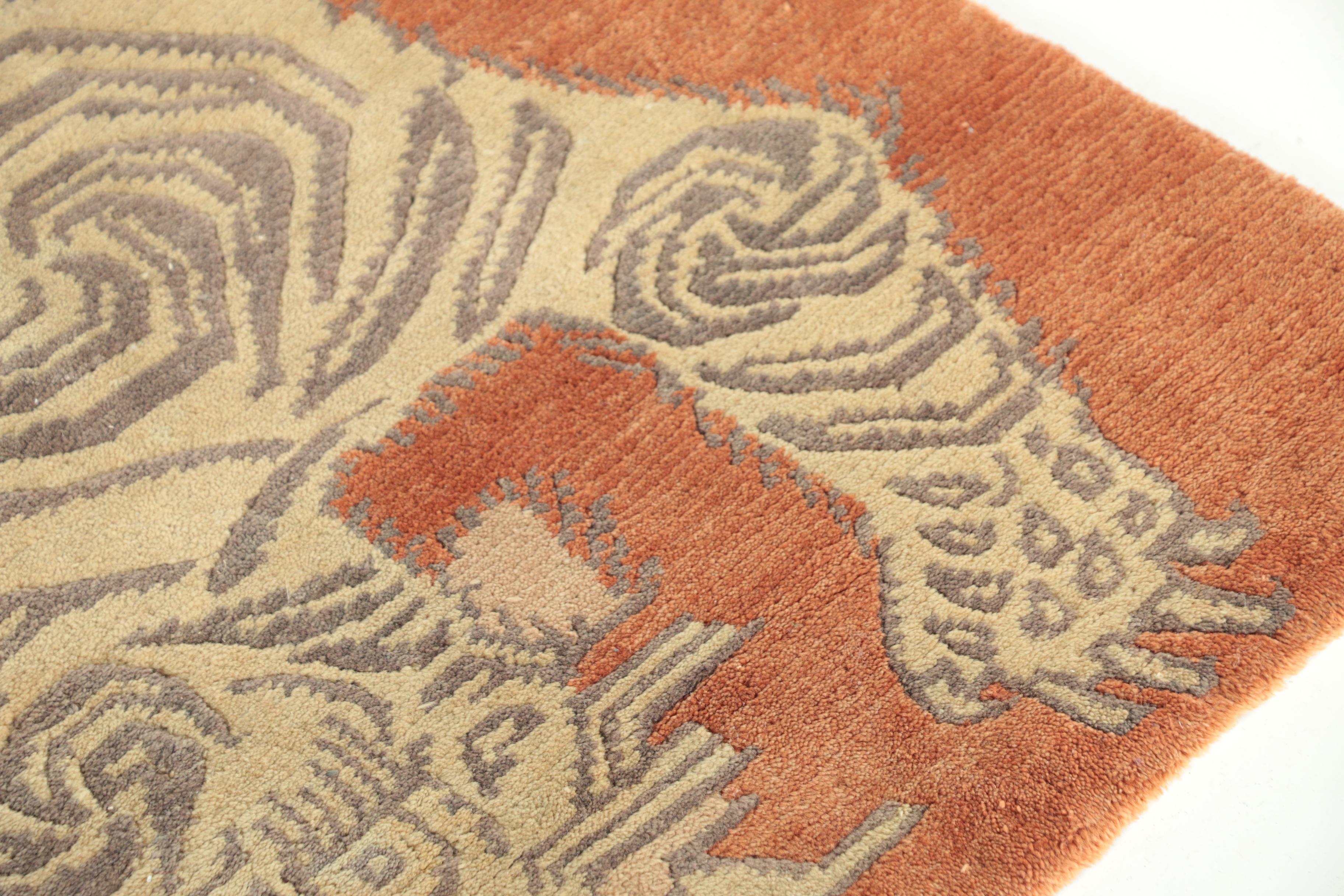 Hand-Knotted Nepalese Pictorial Tiger Wool Area Rug | EBTH