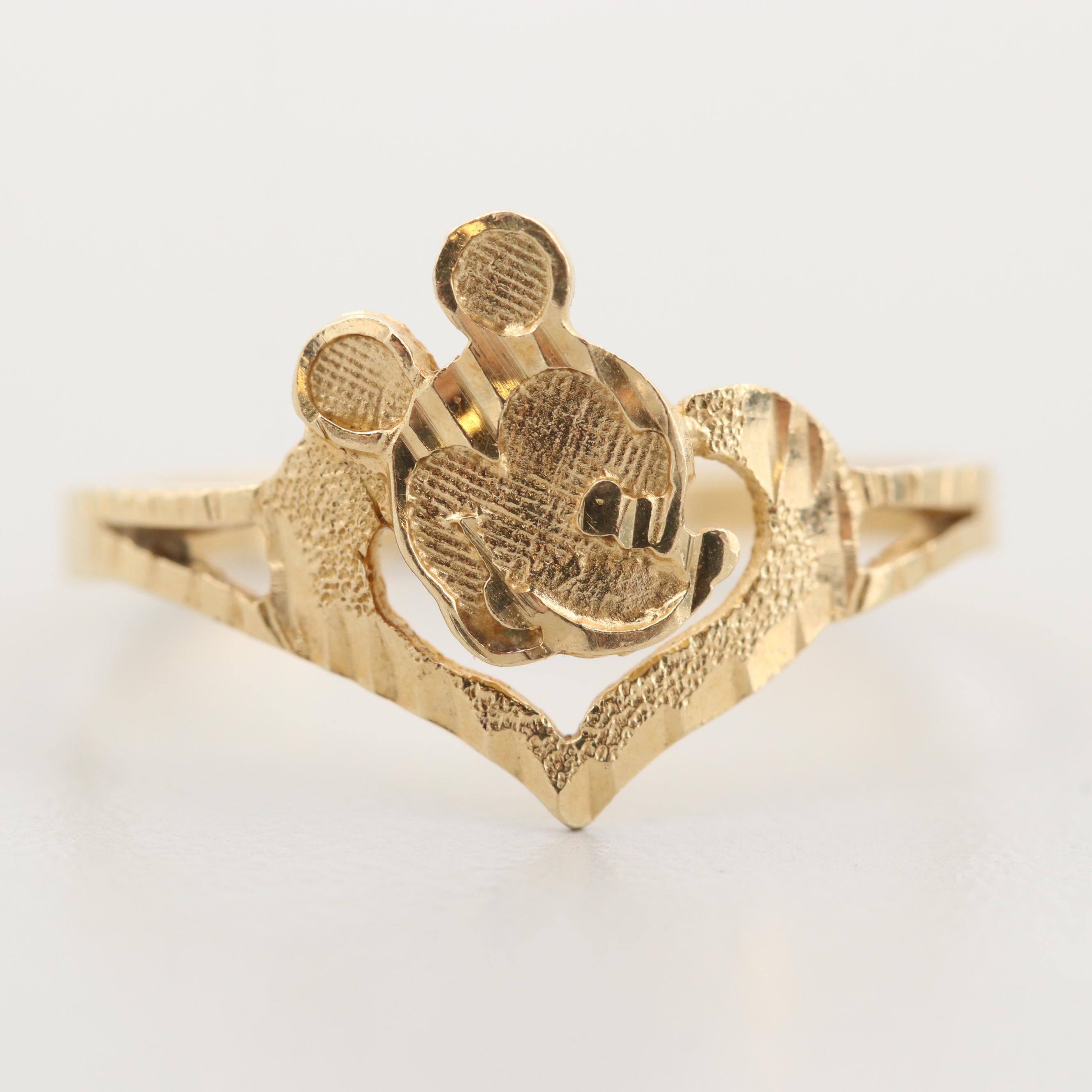 14K Yellow Gold Mickey Mouse Ring | EBTH