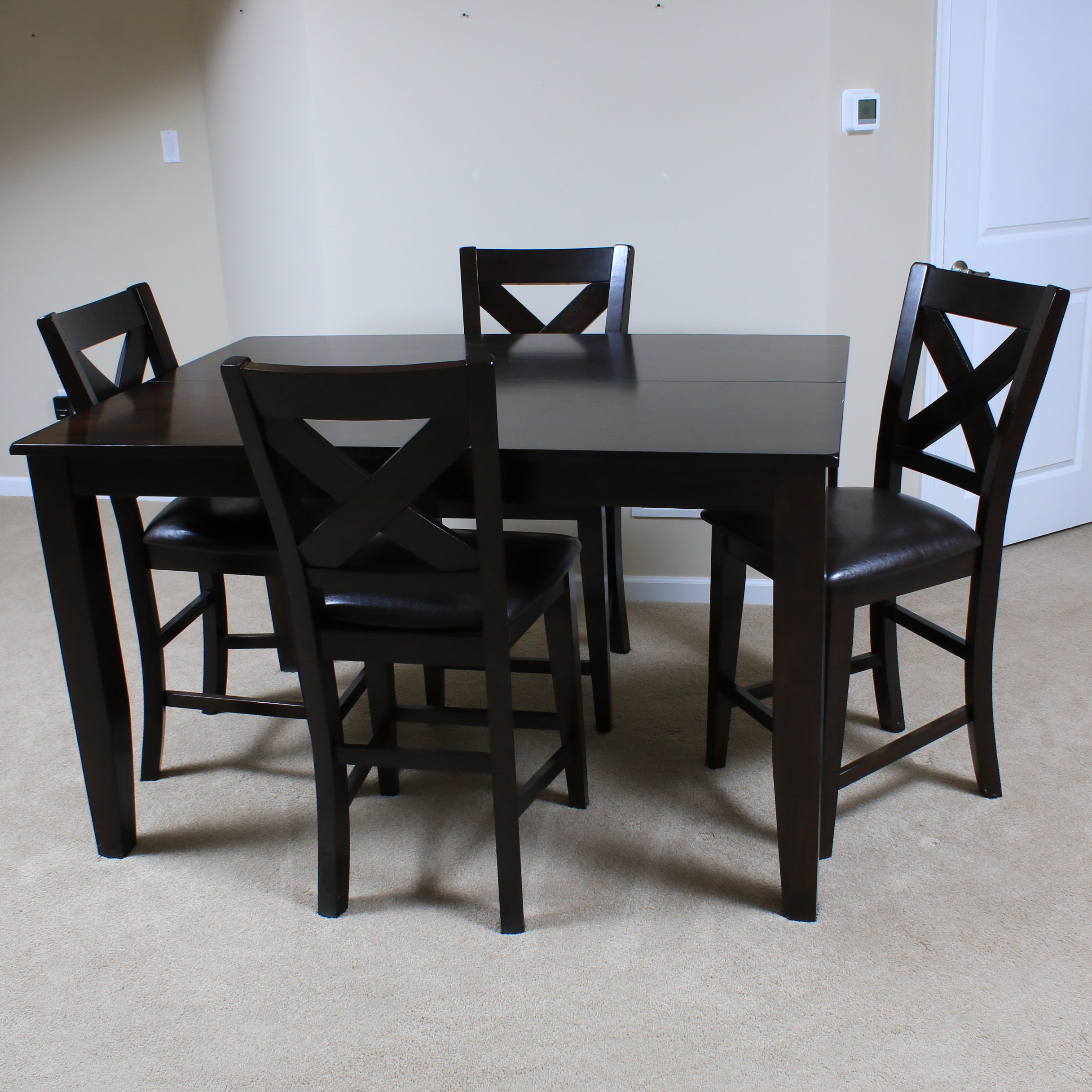 Contemporary Wooden High Top Dining Set with Table and Four Chairs | EBTH