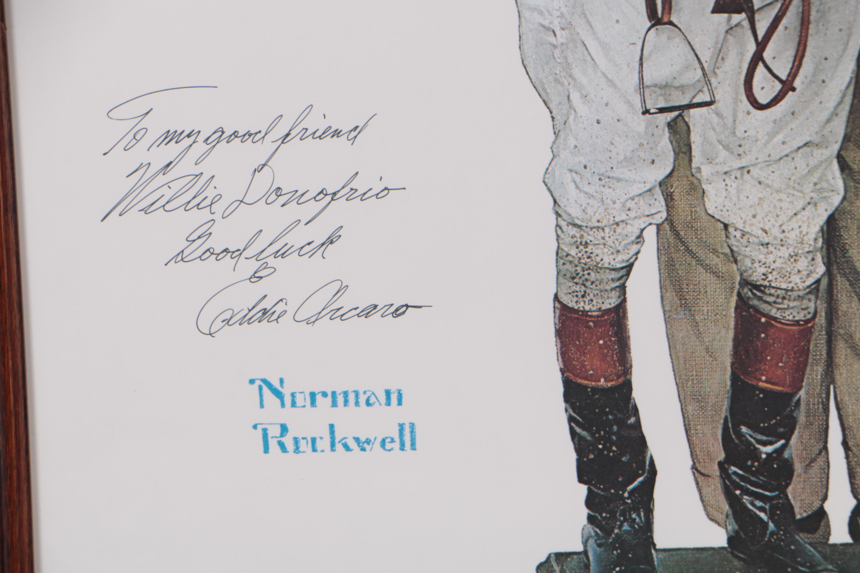 Eddie Arcaro Autographed Offset Lithograph after Norman Rockwell ...