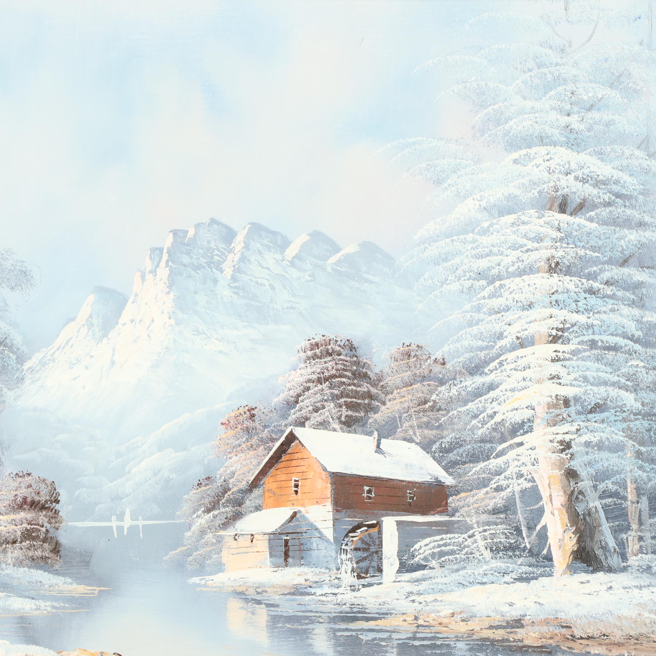H. Wilson Oil Painting of a Winter Landscape | EBTH