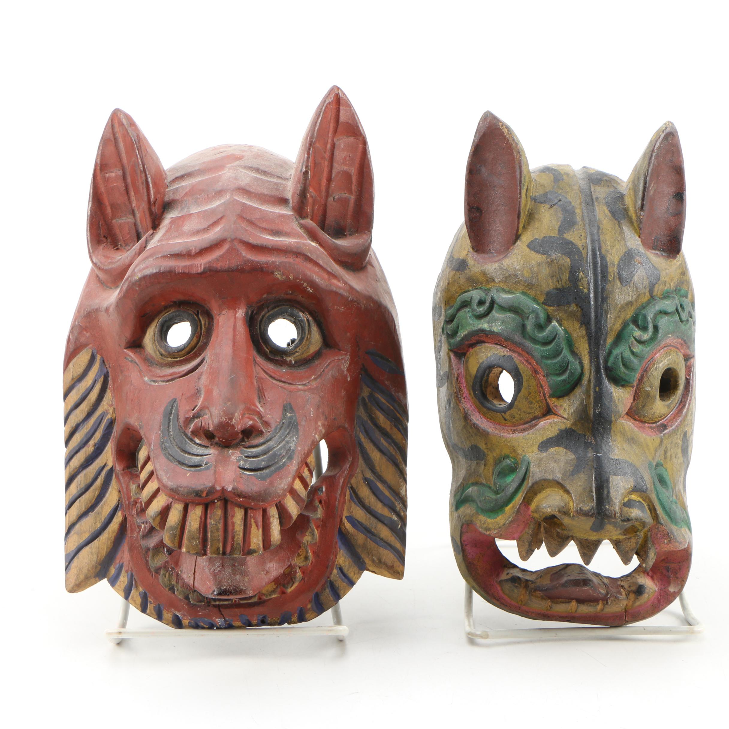 Hand-Carved and Polychromed Nepalese Masks | EBTH