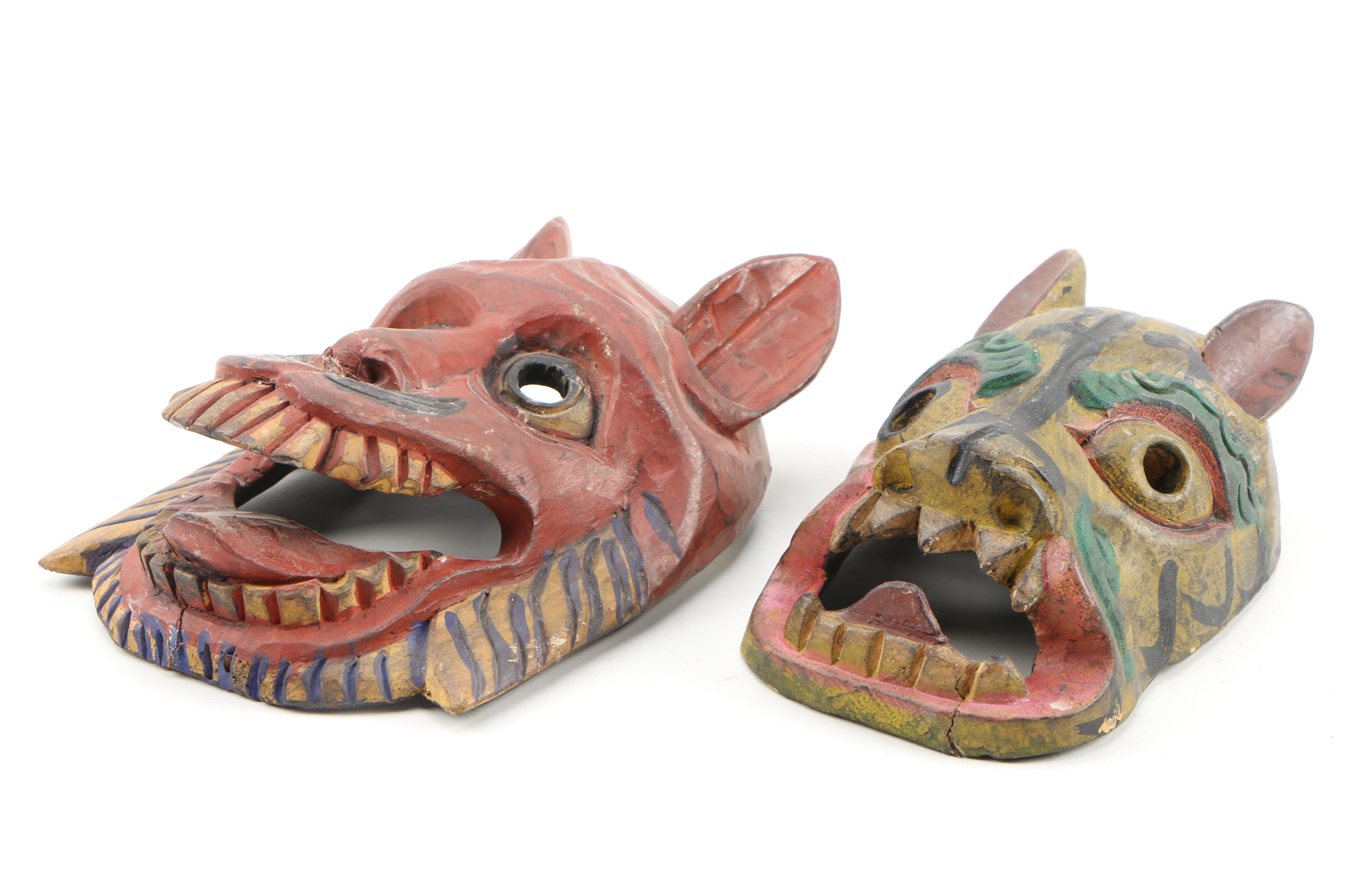 Hand-Carved and Polychromed Nepalese Masks | EBTH