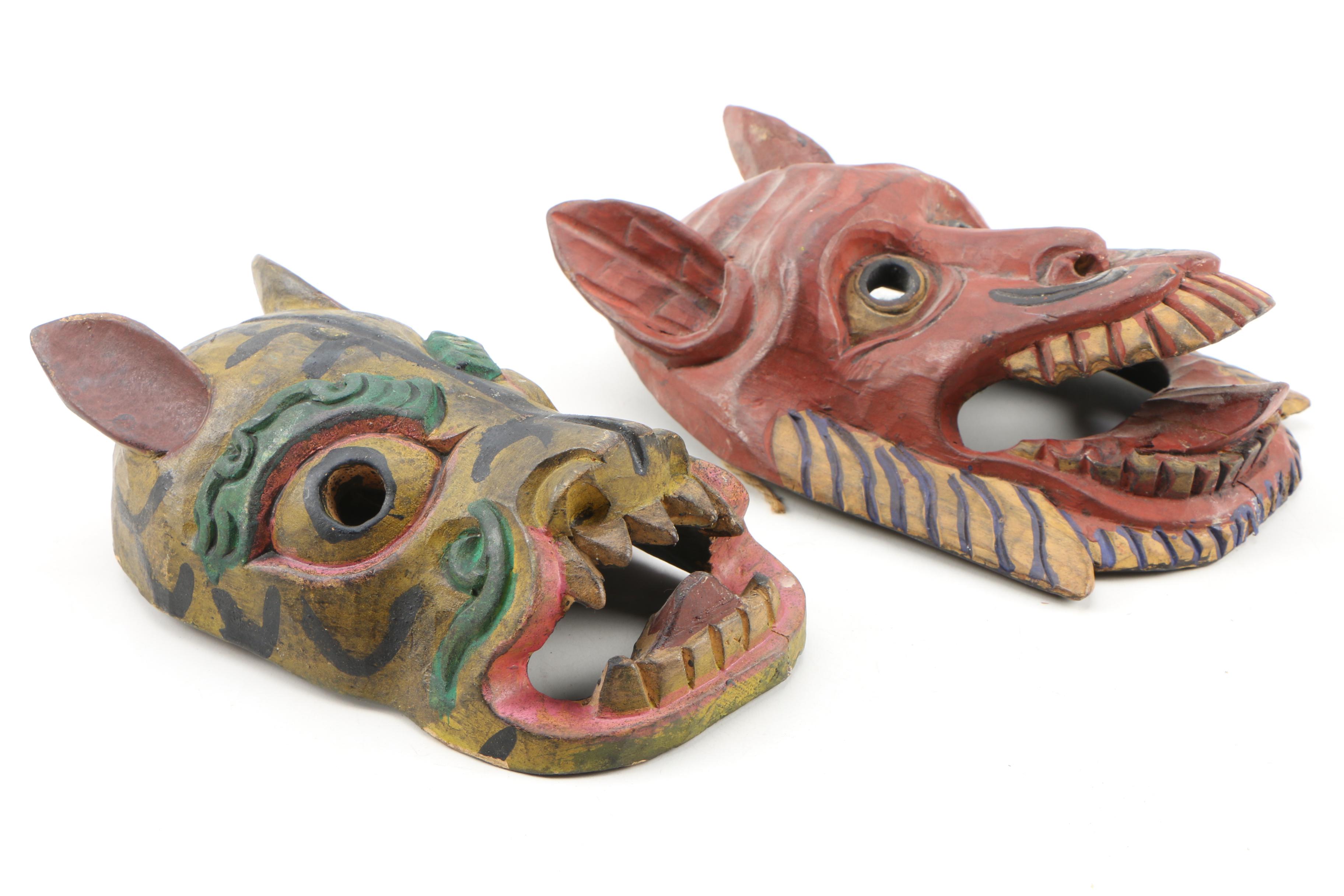 Hand-Carved and Polychromed Nepalese Masks | EBTH