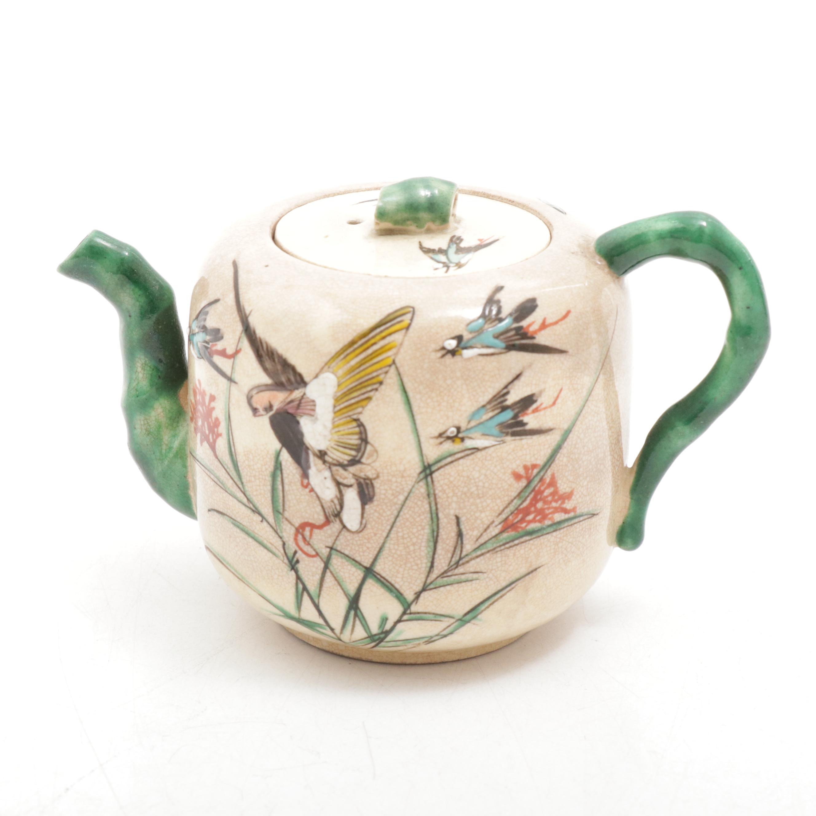 Japanese Hand-Painted Birds Teapot, Early 20th Century | EBTH